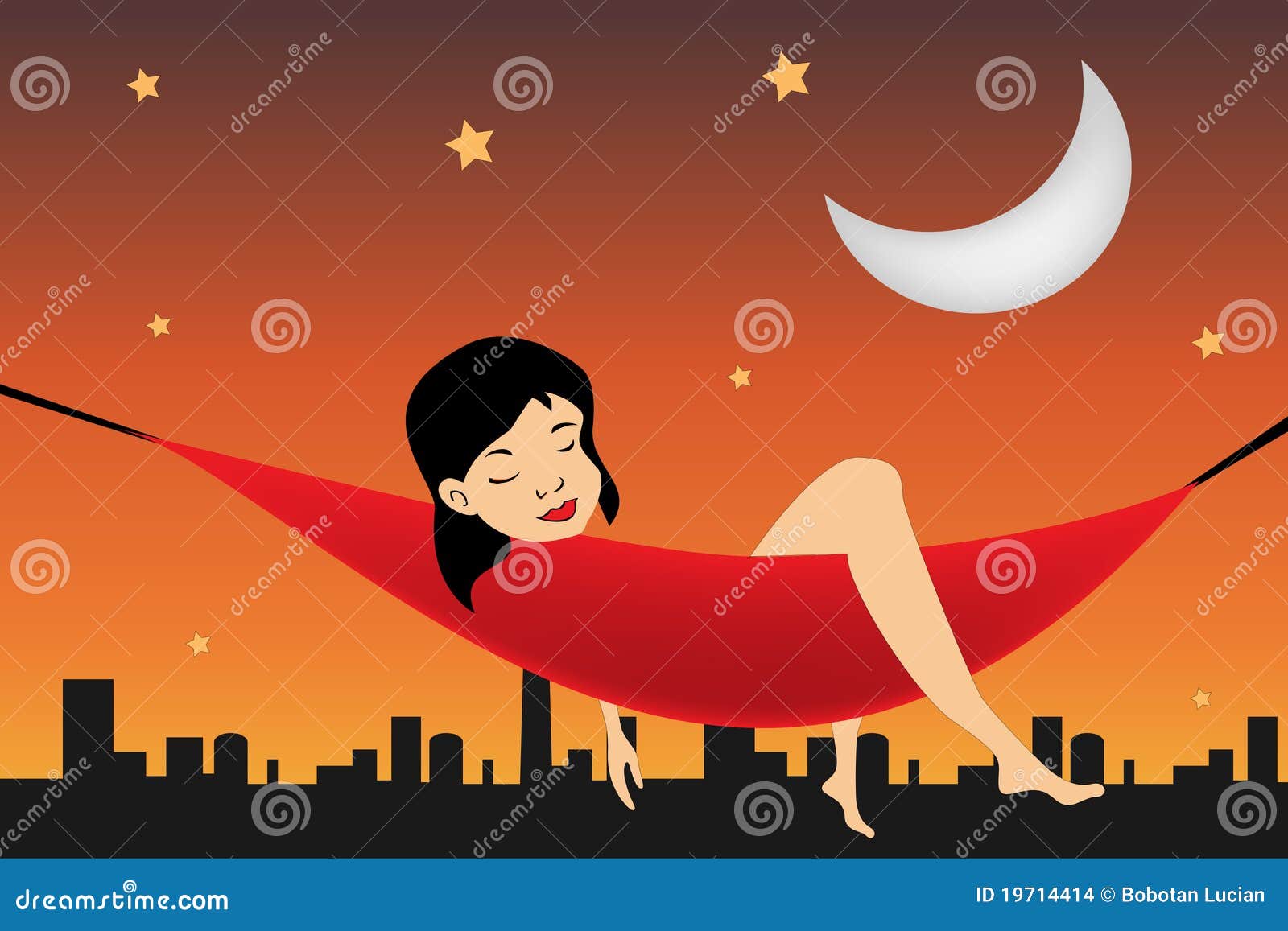 Girl relaxing in a hammock stock vector. Illustration of night - 19714414 Girl relaxing in a hammock stock vector. Illustration of night - 19714414
