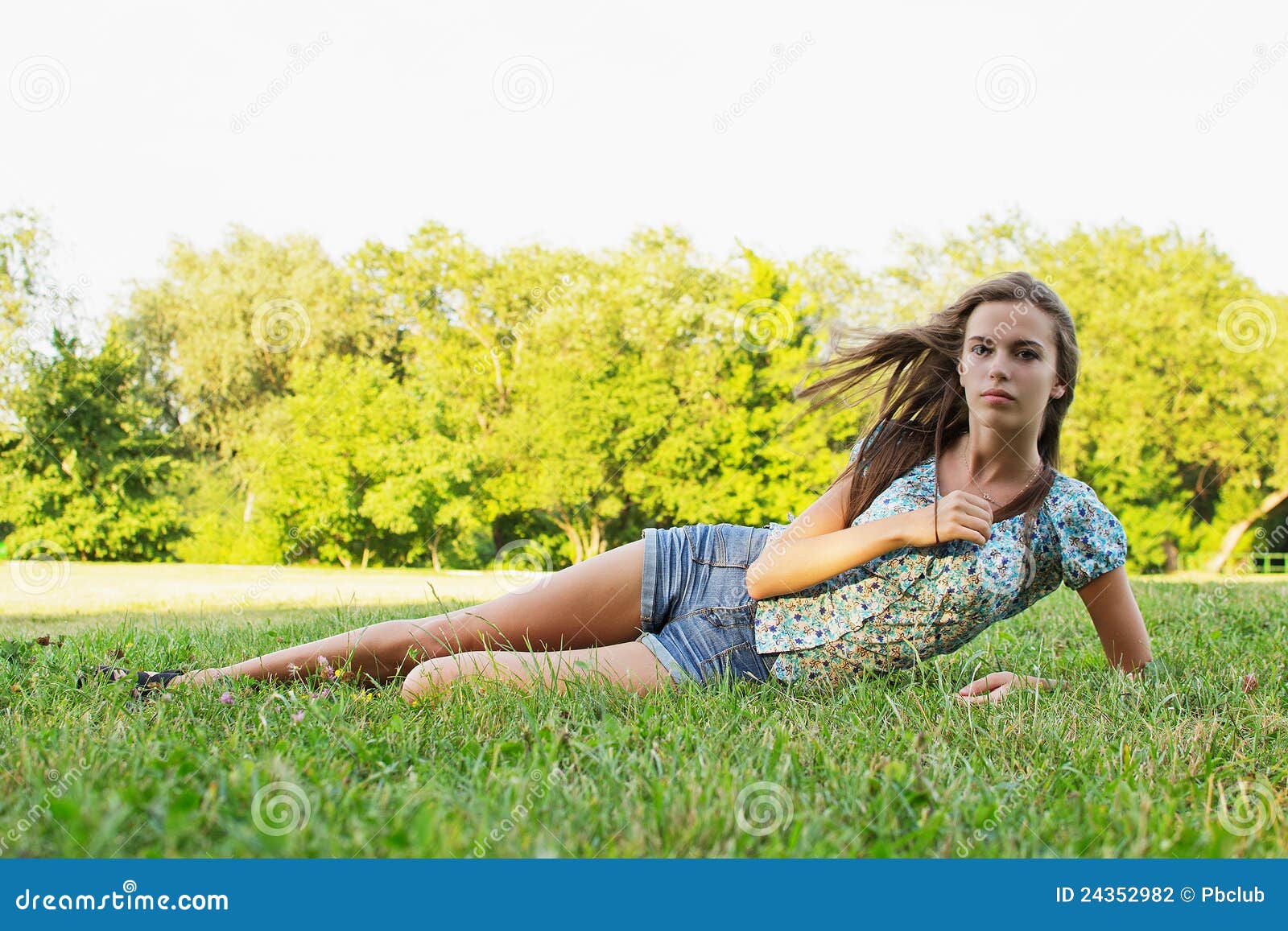 Girl relaxing in park stock photo. Image of looking, teenager - 24352982