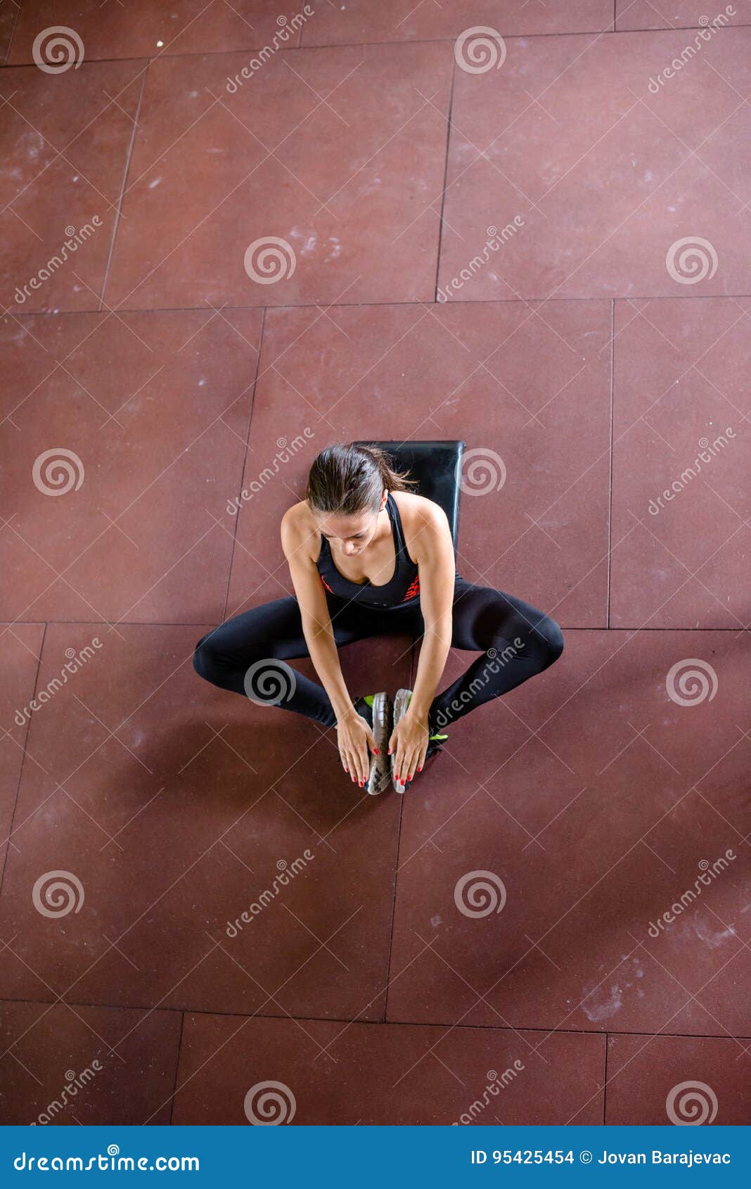 Girl is Relaxing after Training, Top View Stock Photo - Image of ...
