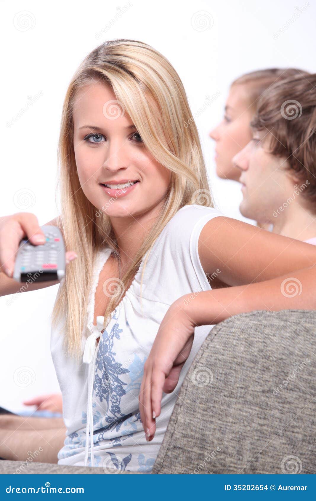 Girl with remote control stock photo. Image of hair, caucasian - 35202654