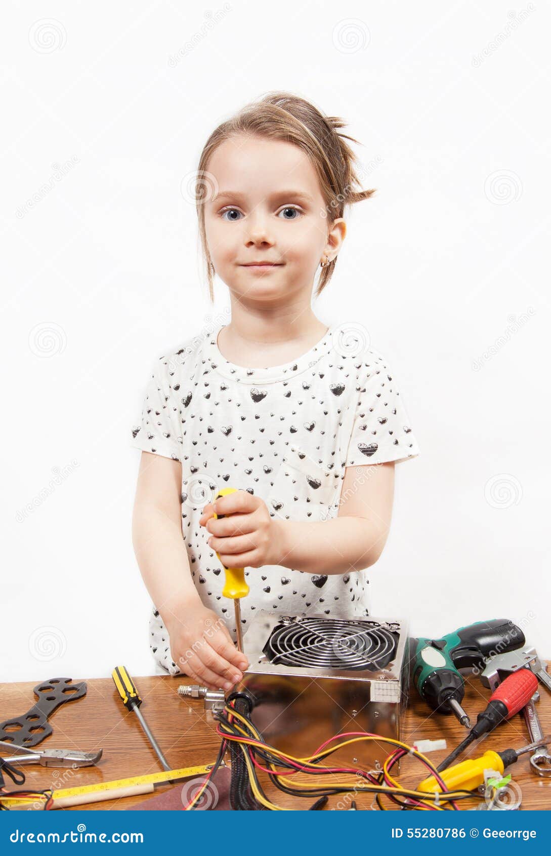Girl while Repairing Components of a PC Stock Photo - Image of ...