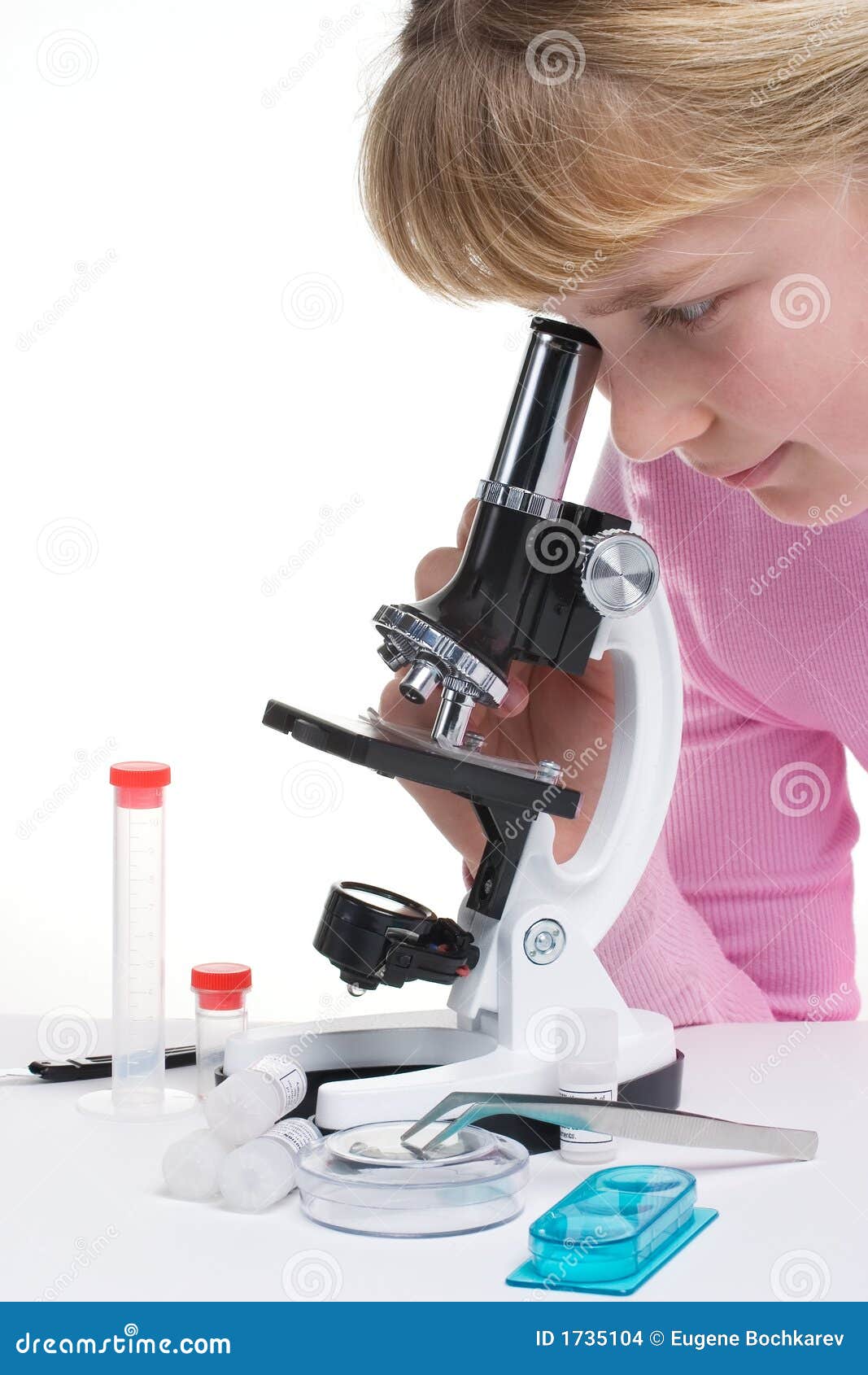 Girl Researching Things Microscope Stock Photos - Free & Royalty-Free ...