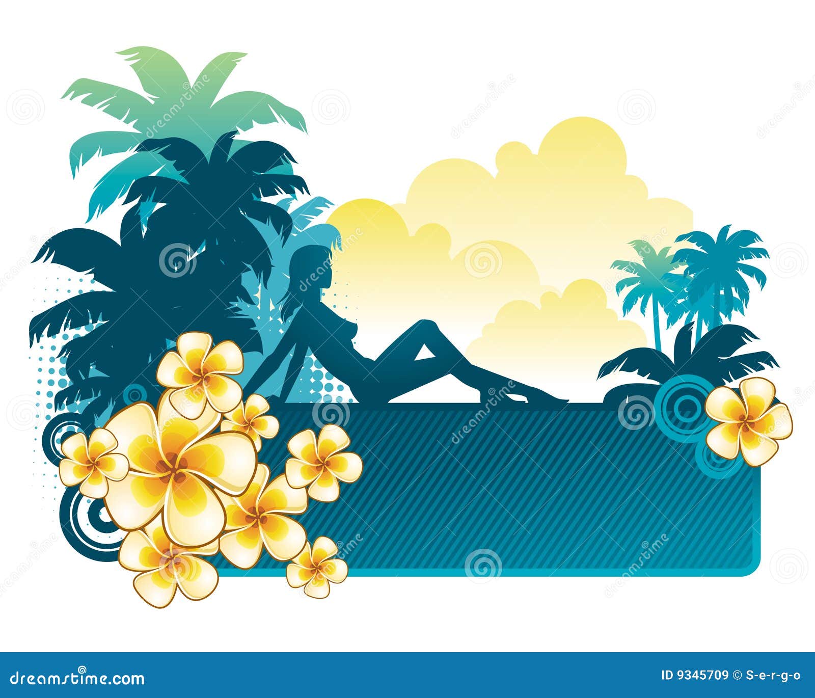 Girl on rest stock vector. Illustration of outdoor, frangipani - 9345709