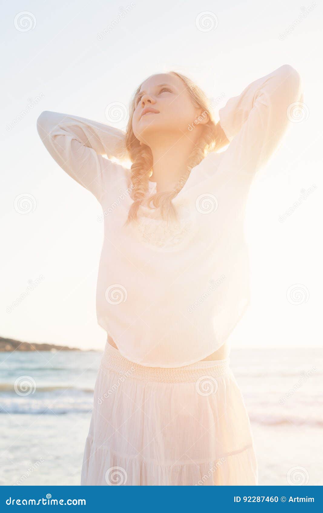 Girl Resting on the Beach in the Sunlight Stock Photo - Image of ...