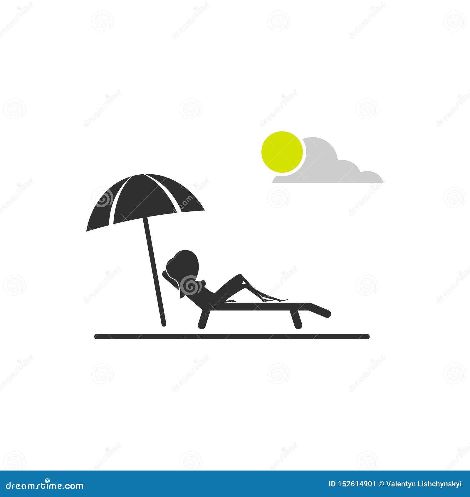 Girl Resting on the Beach. Vector Symbol Isolated on White Stock ...