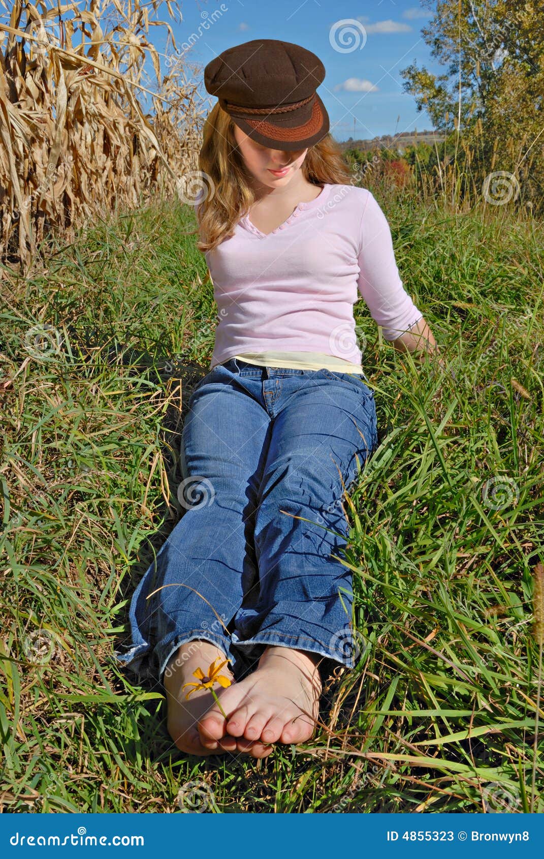 Girl Resting in Field stock image. Image of field, enjoyment - 4855323