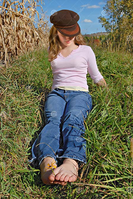 Girl Resting in Field stock image. Image of field, enjoyment - 4855323