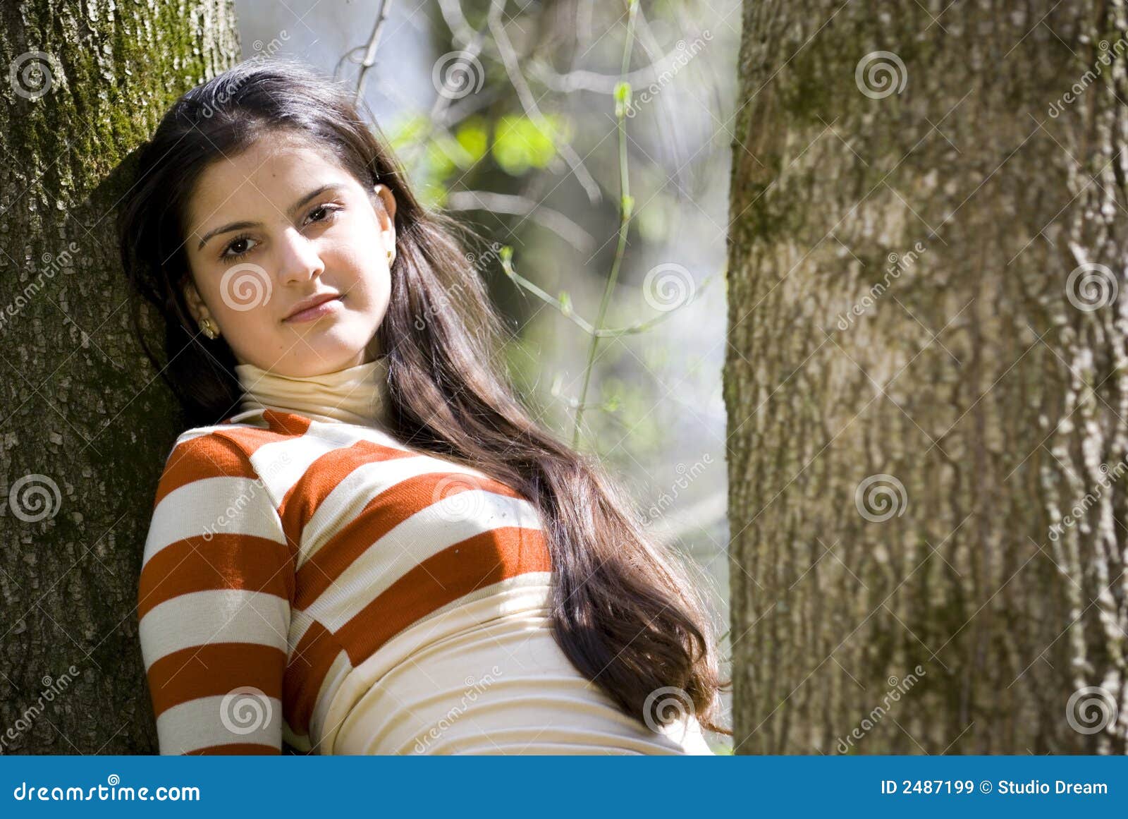 Girl resting in the forest stock image. Image of nature - 2487199