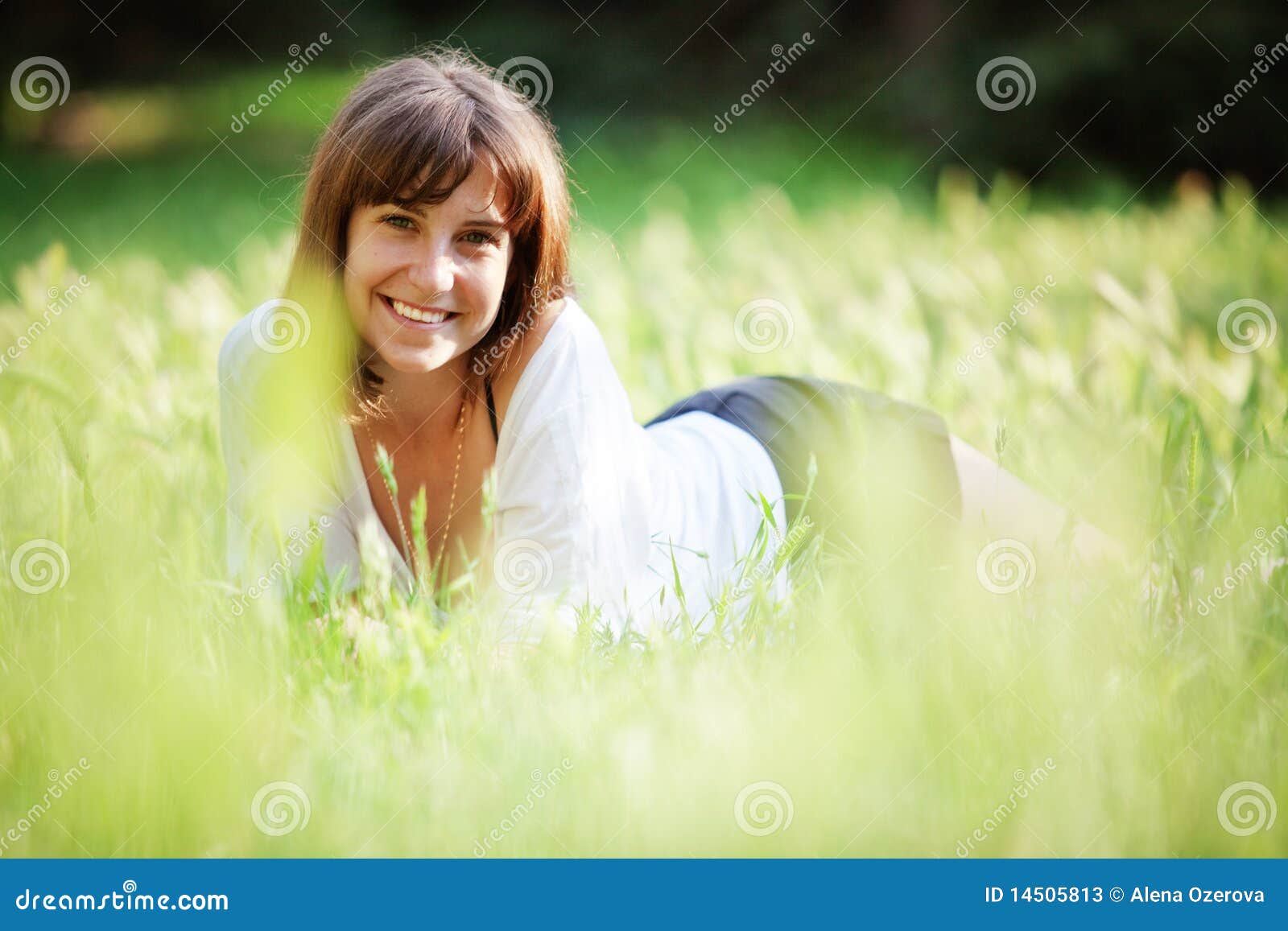 Girl resting in grass stock image. Image of field, happy - 14505813