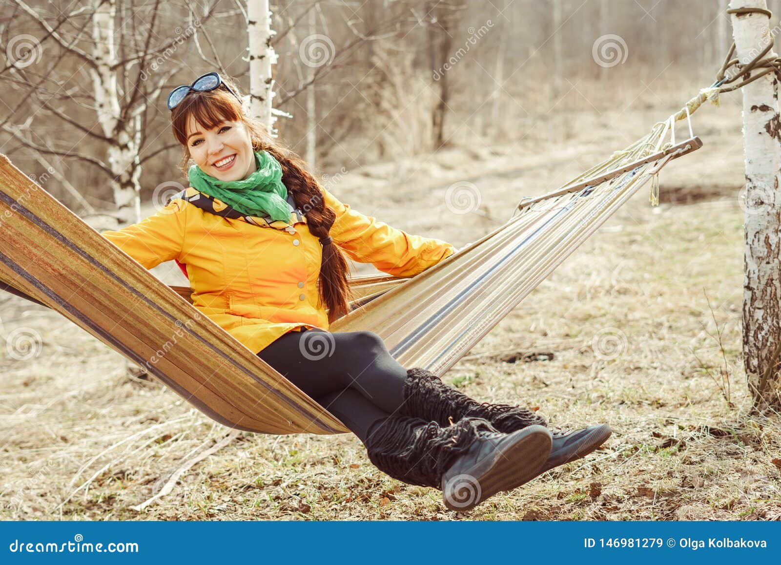 Girl resting in a hammock stock image. Image of nature - 146981279