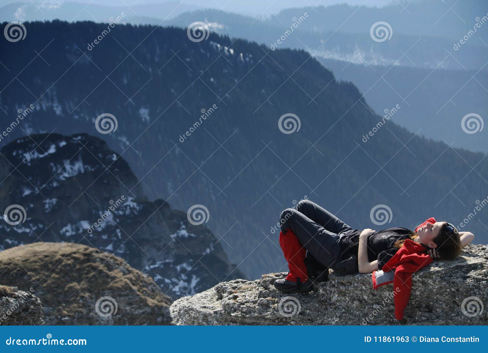 Girl resting on a rock stock image. Image of head, europe - 11861963