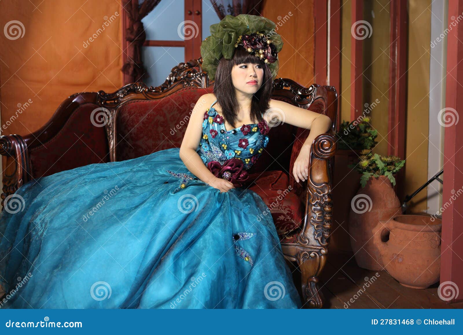 Girl in retro style stock photo. Image of chair, hair - 27831468