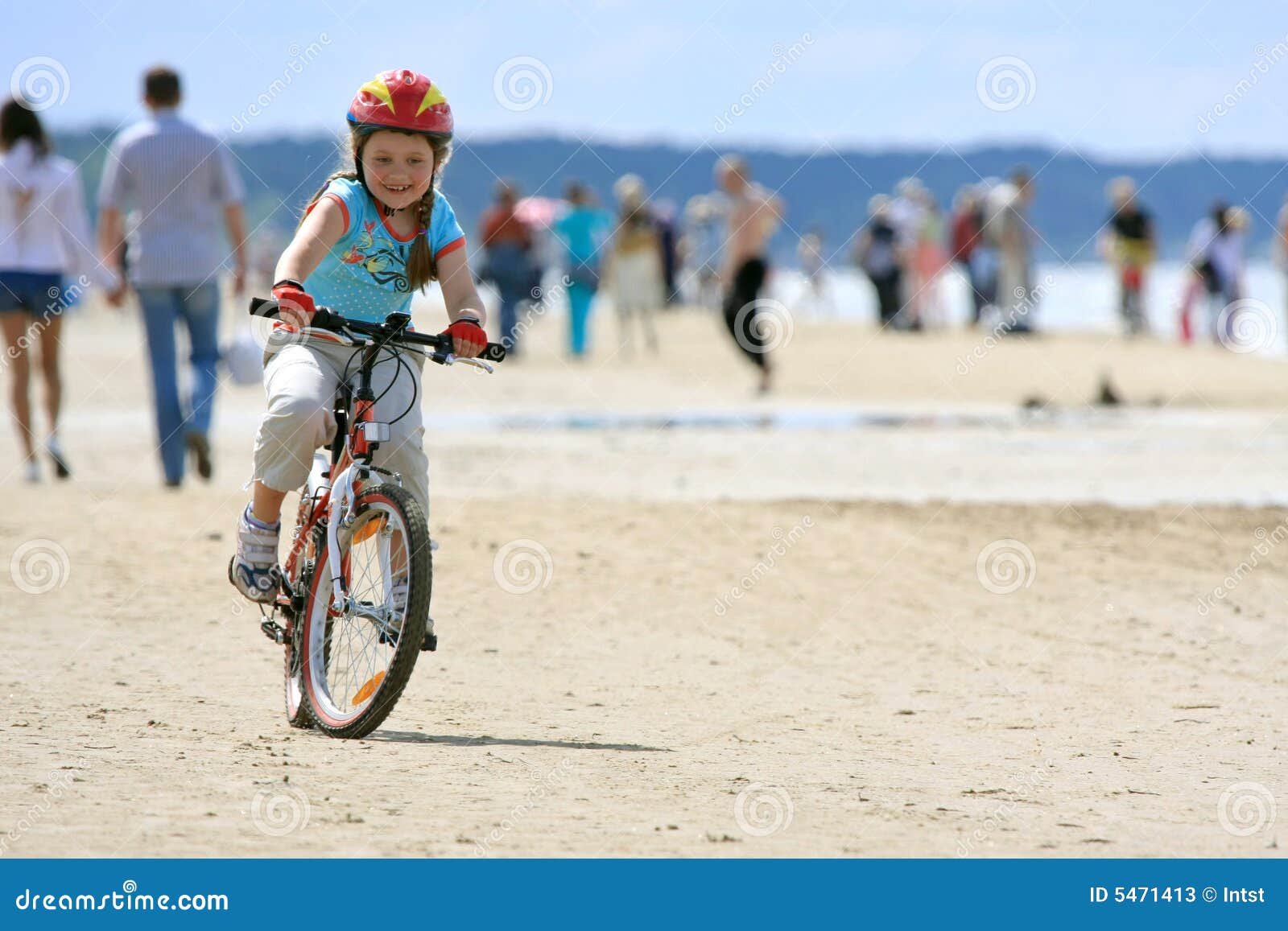 Girl Riding with Bicycle Along the Beach Stock Image - Image of girl ...