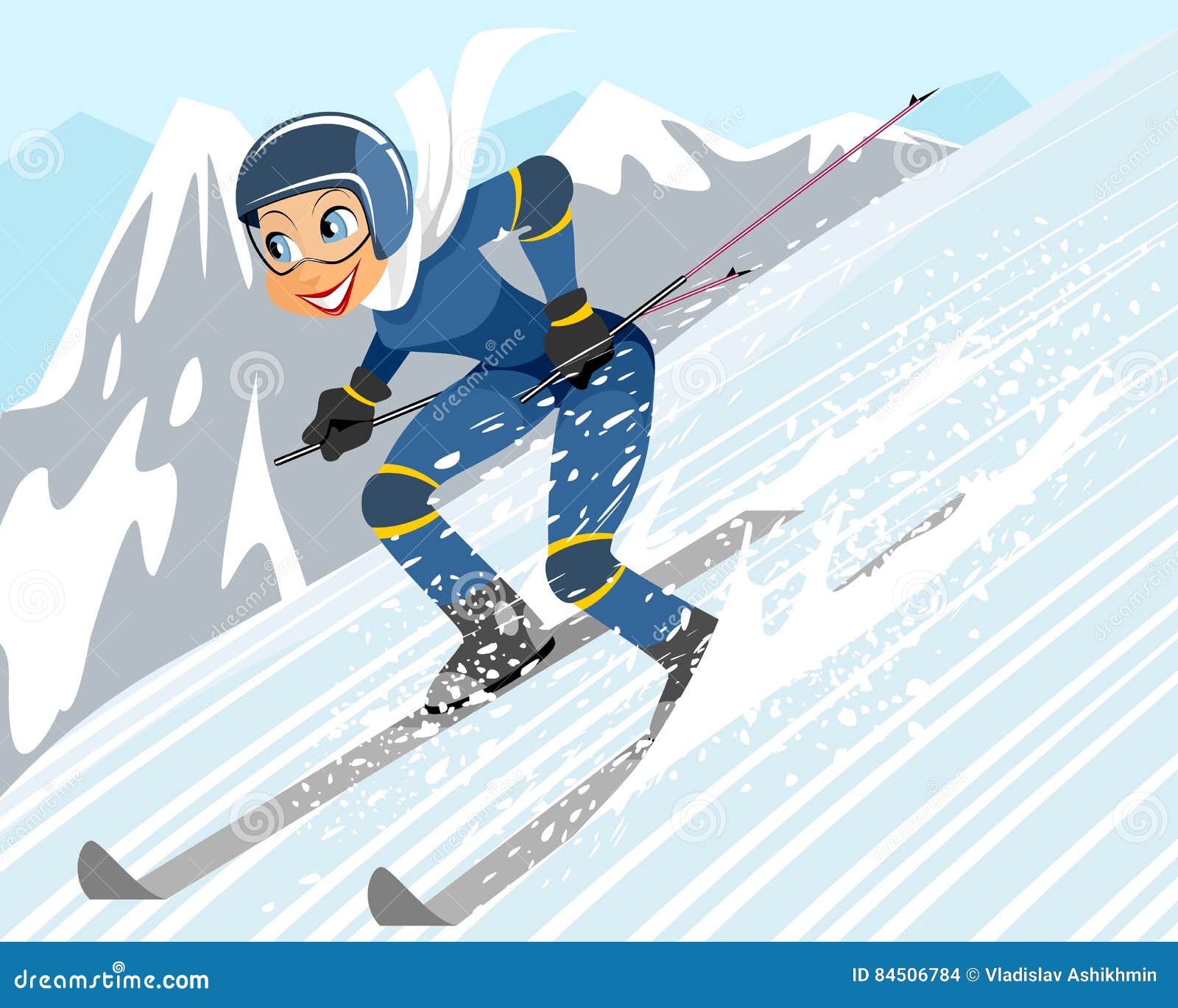 Girl riding by ski stock vector. Illustration of design - 84506784