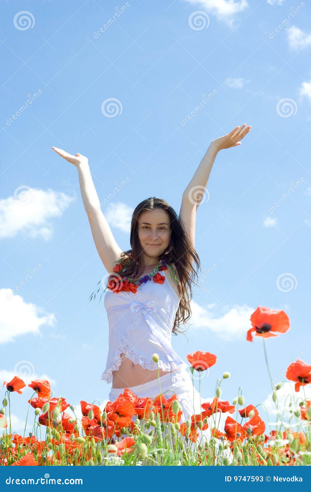 Girl rising up her hands stock image. Image of hair, lifestyle - 9747593