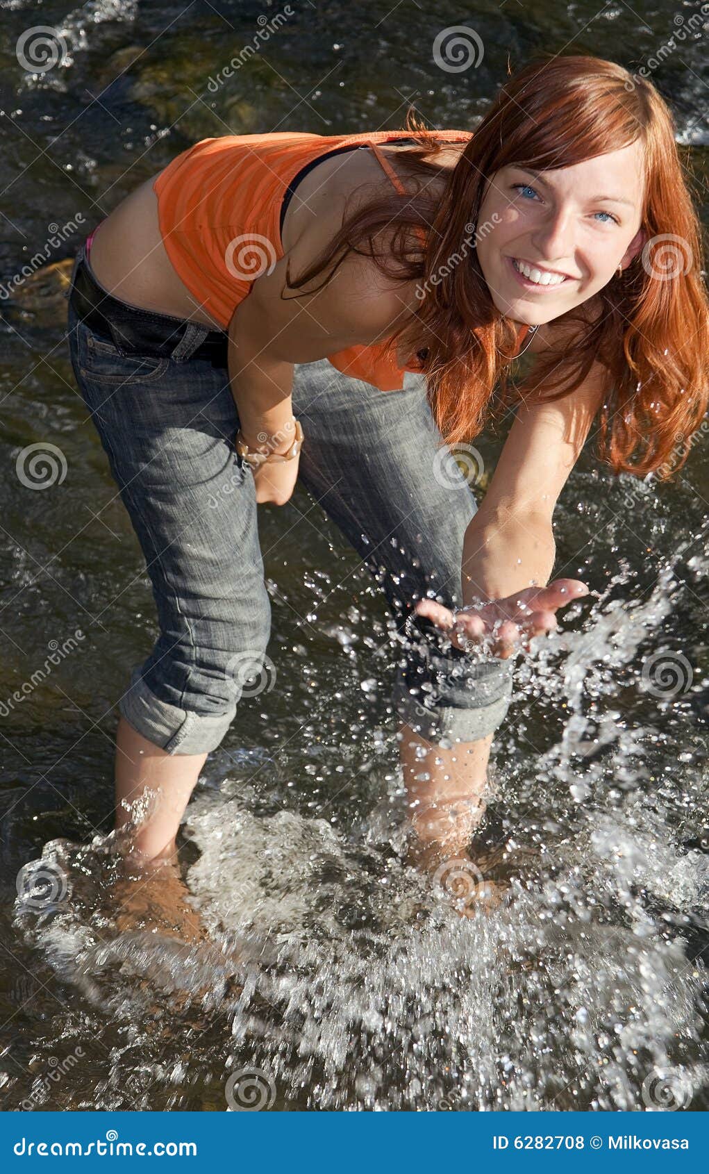 Girl in river stock photo. Image of young, brook, smile - 6282708