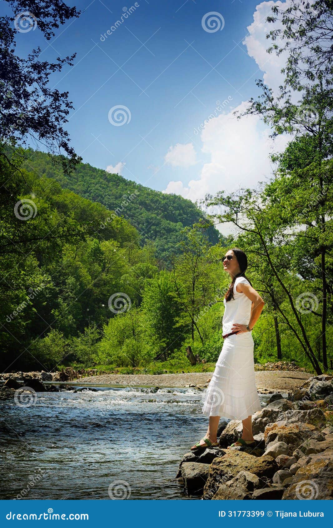 The girl and river stock image. Image of girl, river - 31773399