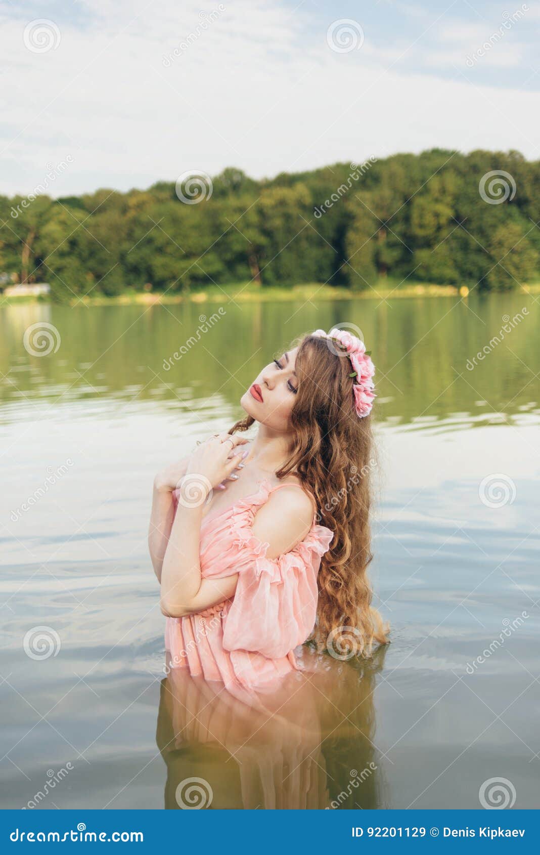 Girl in river stock image. Image of summer, girl, sunrise - 92201129