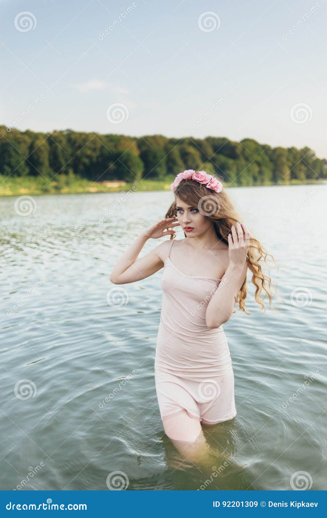 Girl in river stock image. Image of portrait, nature - 92201309