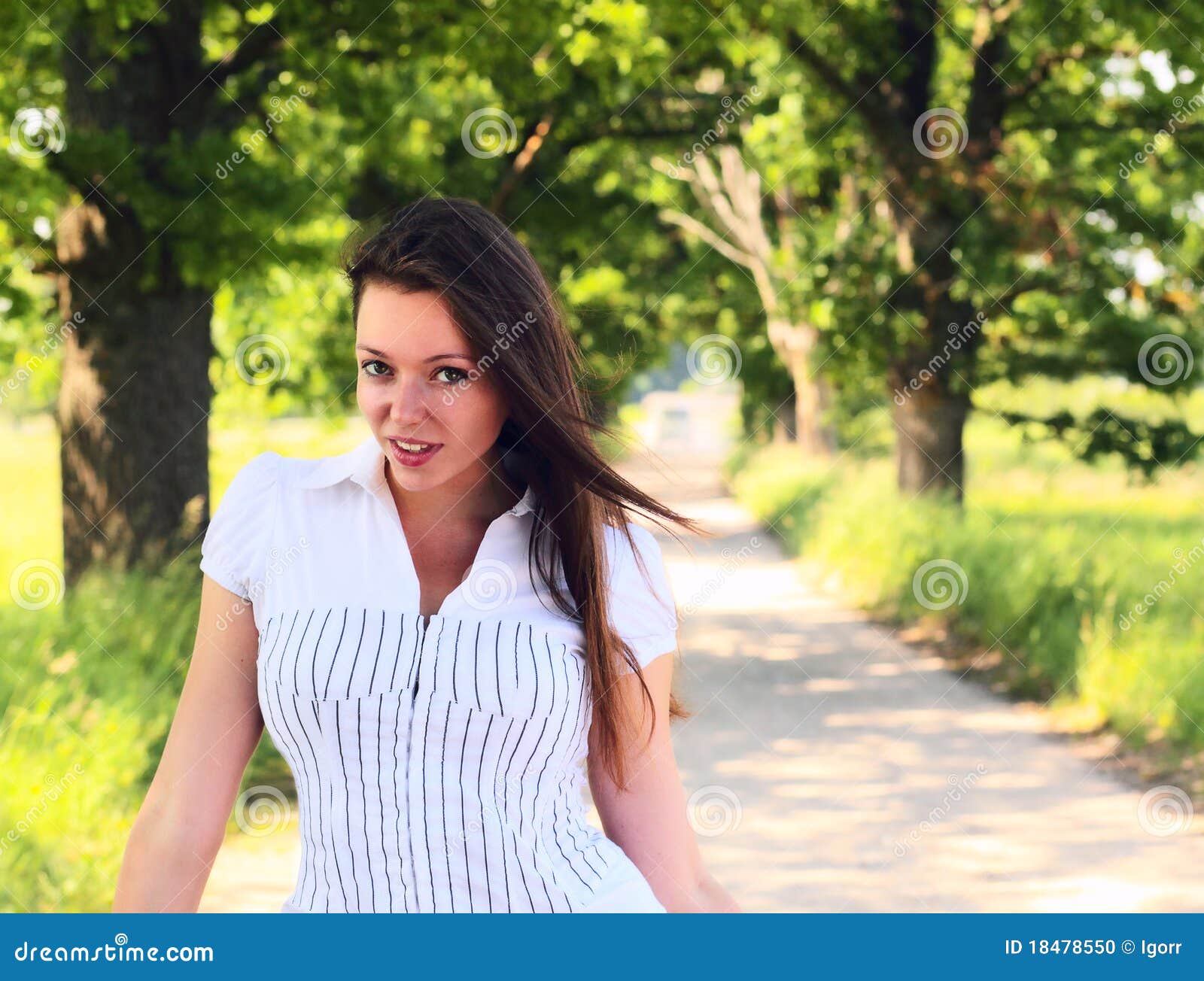 Girl on a road. stock photo. Image of outdoors, plant - 18478550