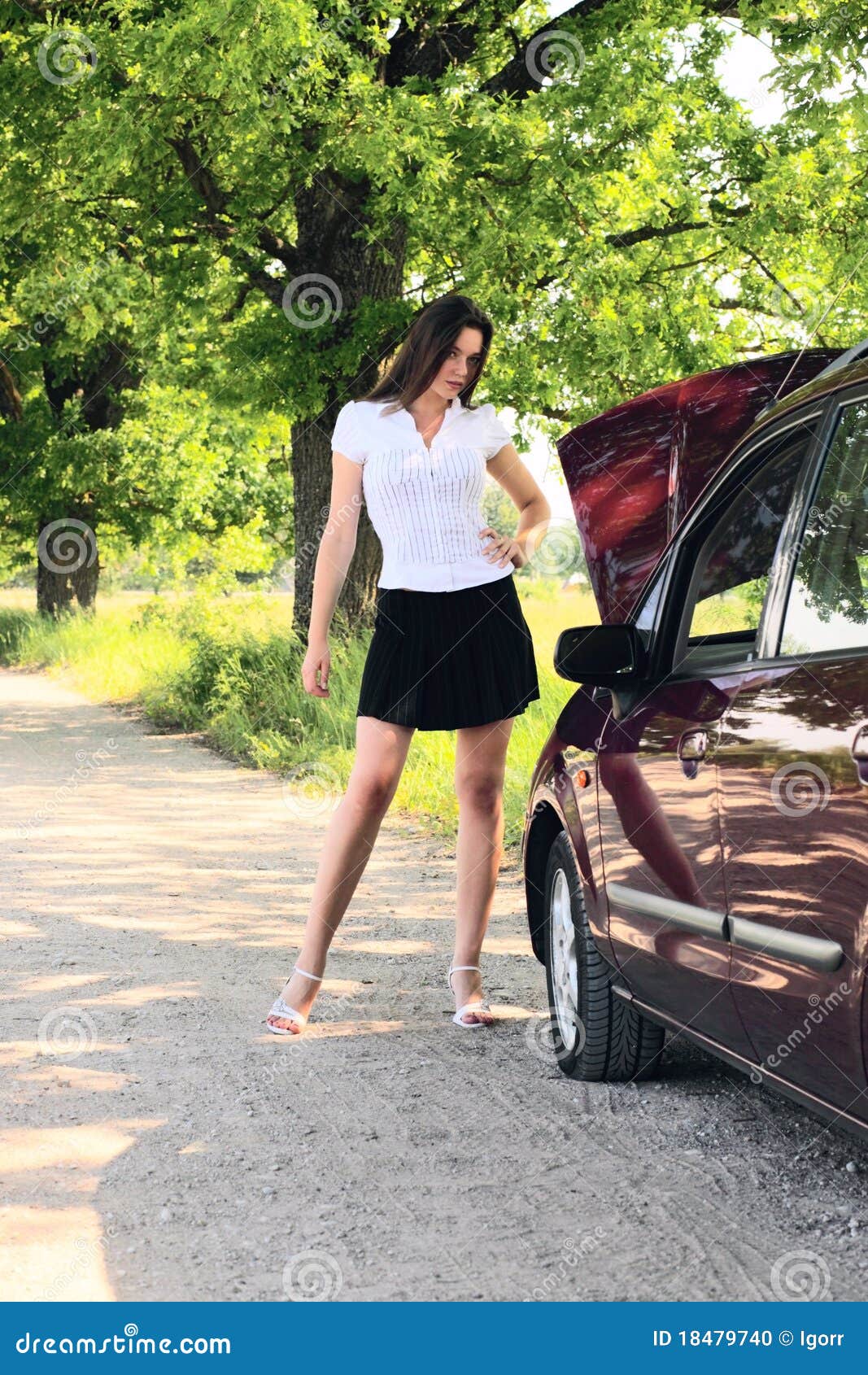 Girl on a road stock photo. Image of beautiful, white - 18479740