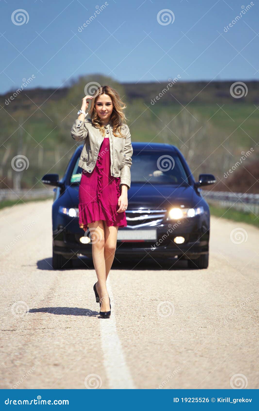 Girl on the road stock photo. Image of portrait, hair - 19225526