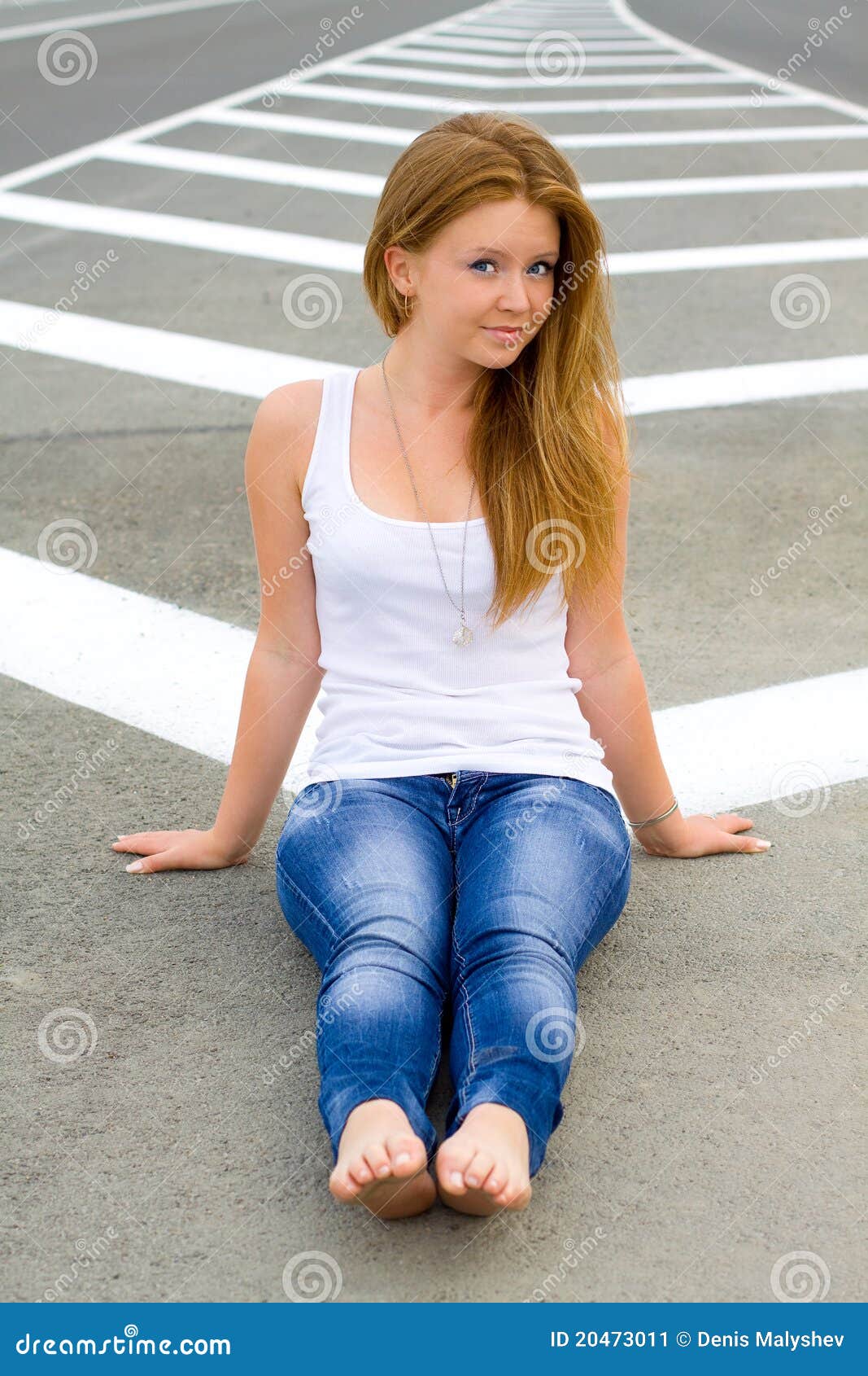 The girl on the road stock image. Image of landscape - 20473011