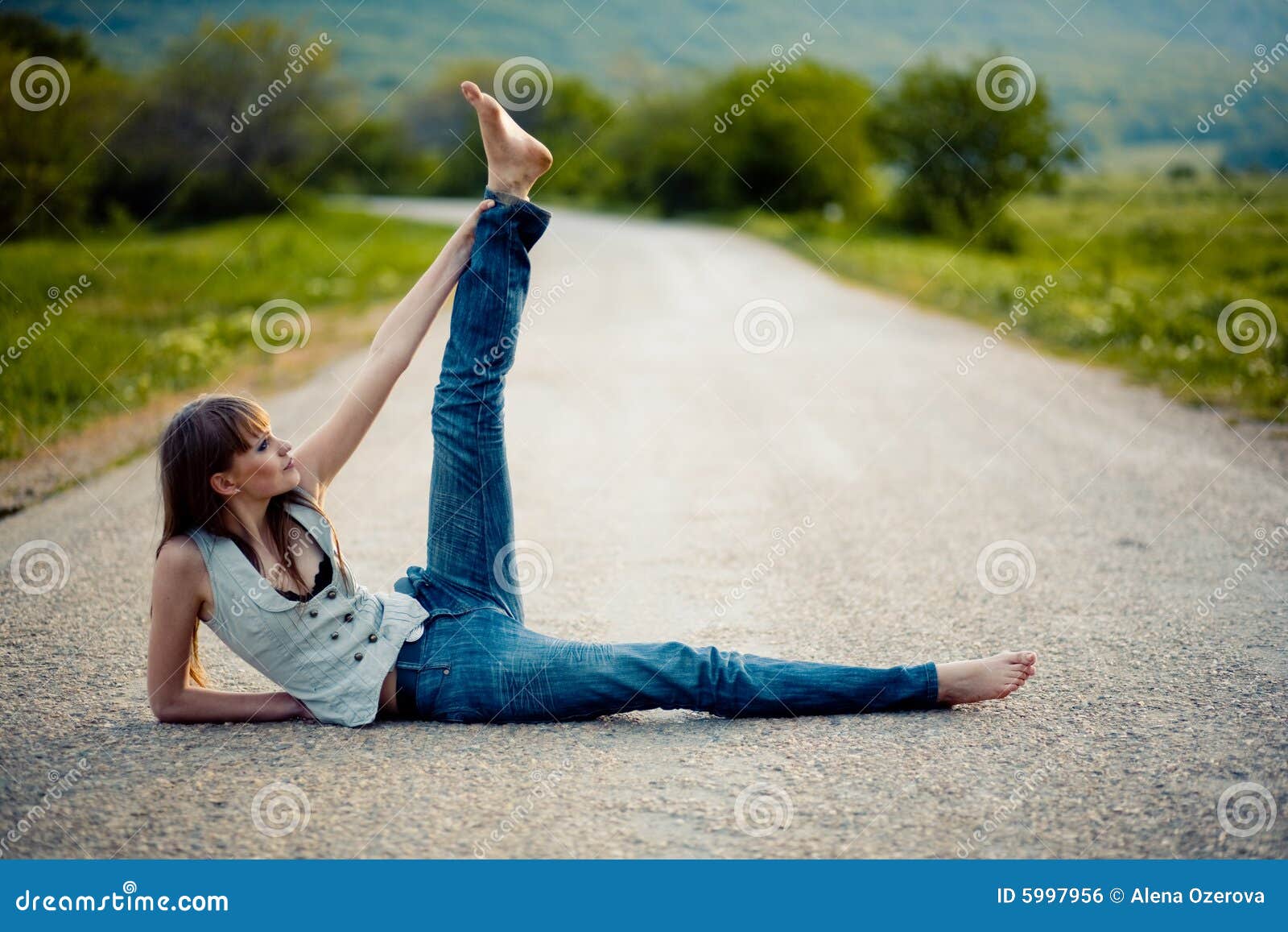 Girl on road stock photo. Image of posing, careless, young - 5997956