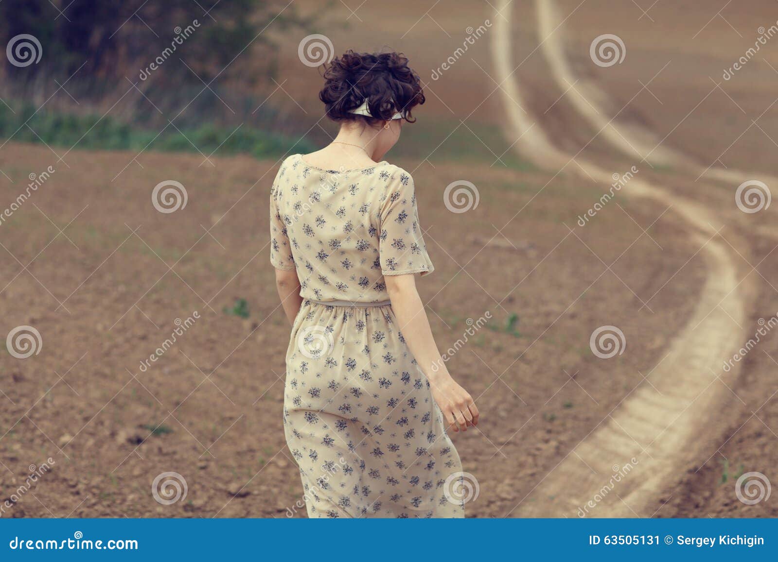 Girl on the road in field stock image. Image of freedom - 63505131