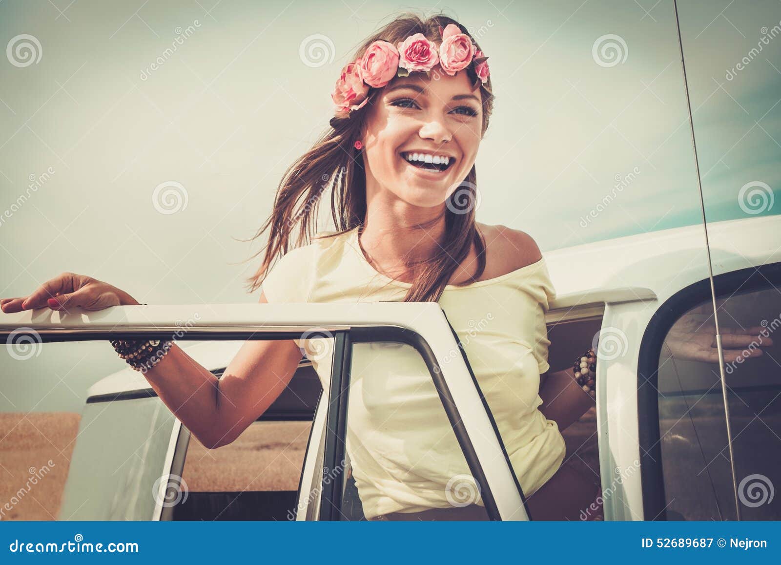 Girl on a road trip stock image. Image of american, freedom - 52689687