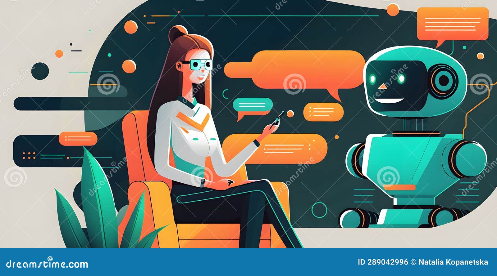 Girl and Robot System Artificial Intelligence Chatgpt Chatbot AI ...