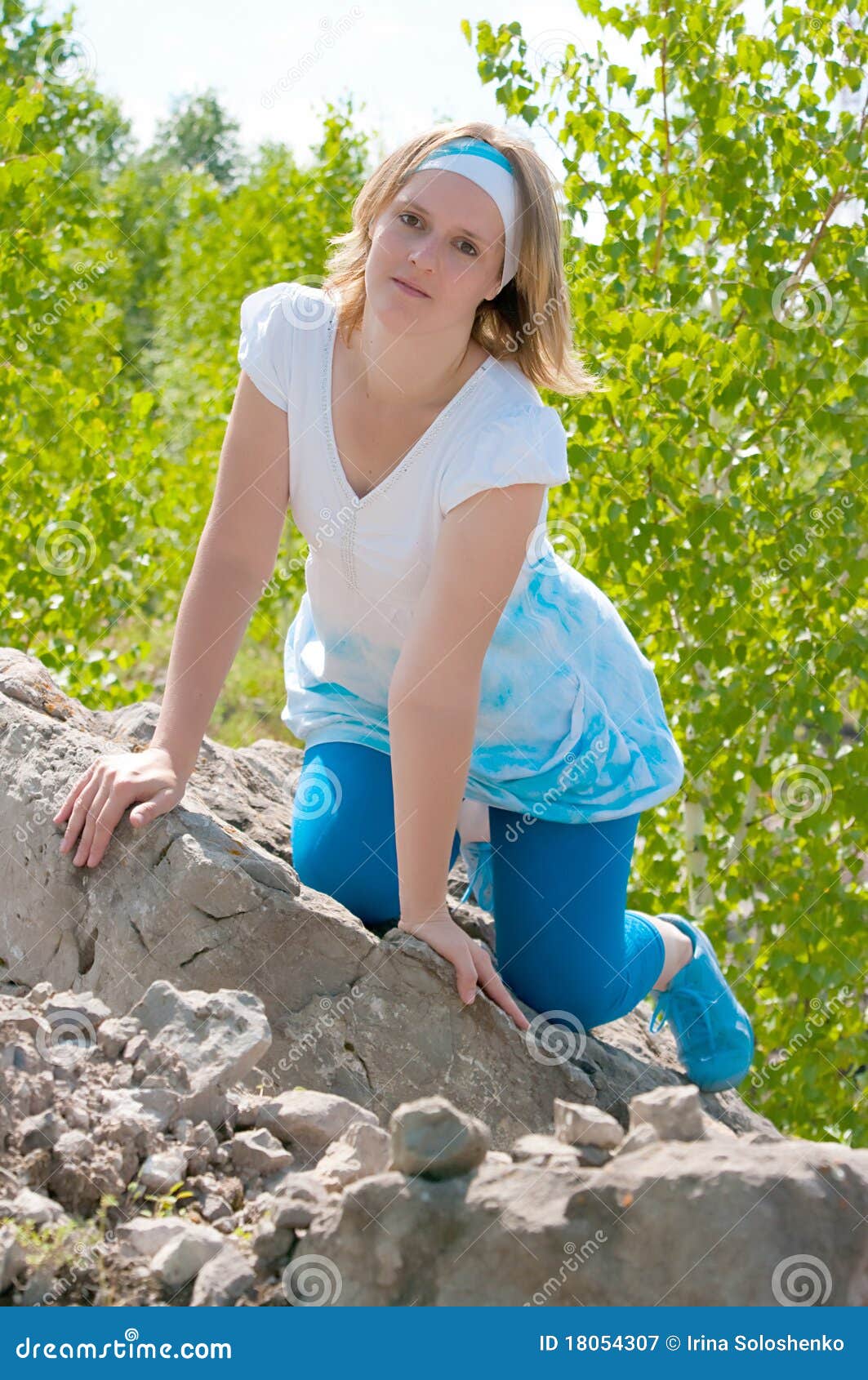 The girl on a rock stock image. Image of teen, rocks - 18054307