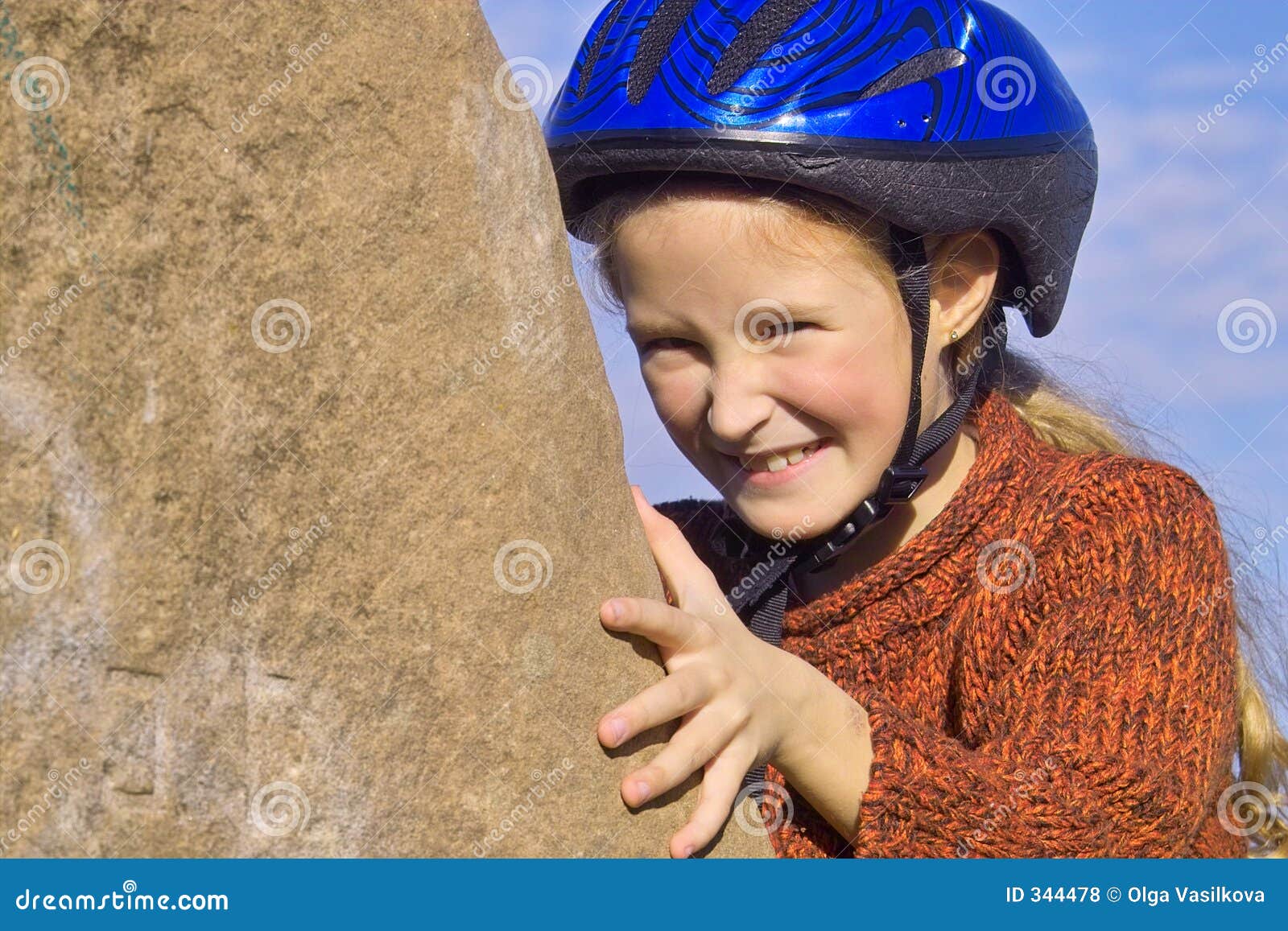 Girl on the rock stock photo. Image of climb, looking, girl - 344478