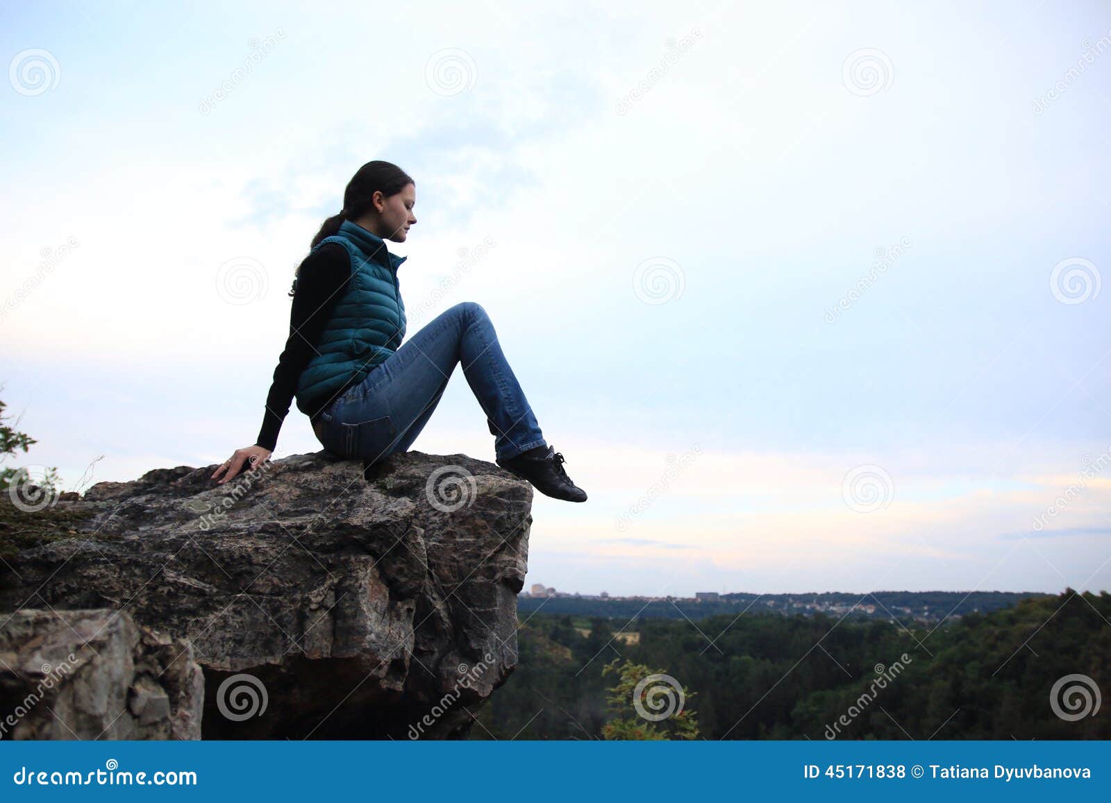 Girl on the rock editorial stock photo. Image of looking - 45171838