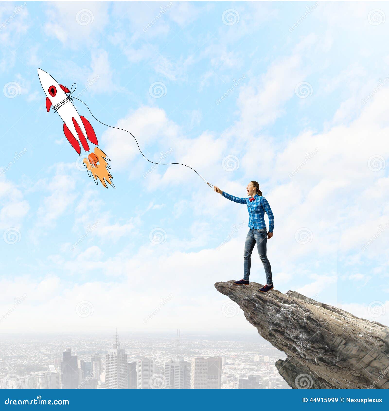 Girl with rocket stock image. Image of speed, active - 44915999