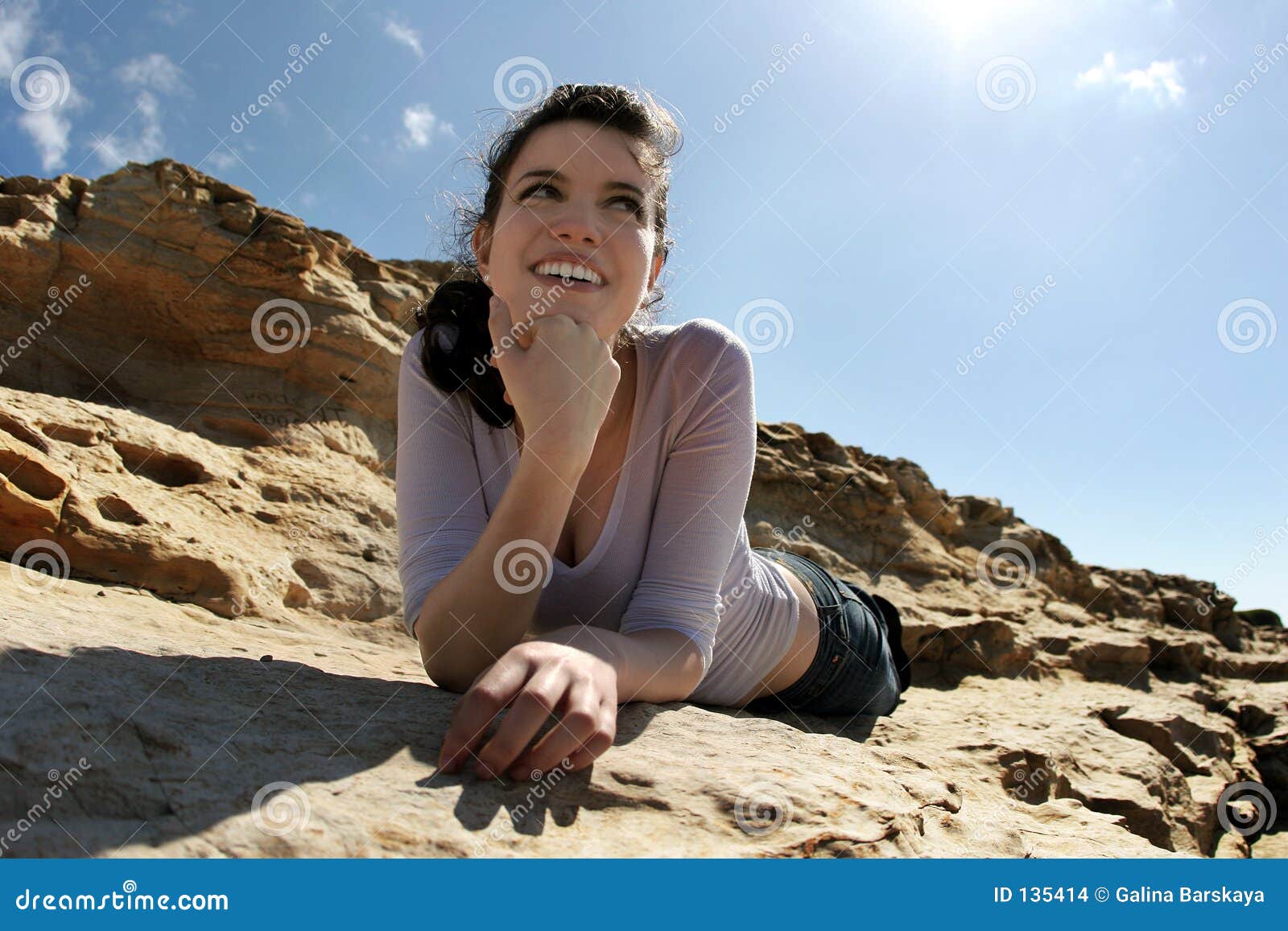 Girl on the rocks stock photo. Image of summer, mountain - 135414