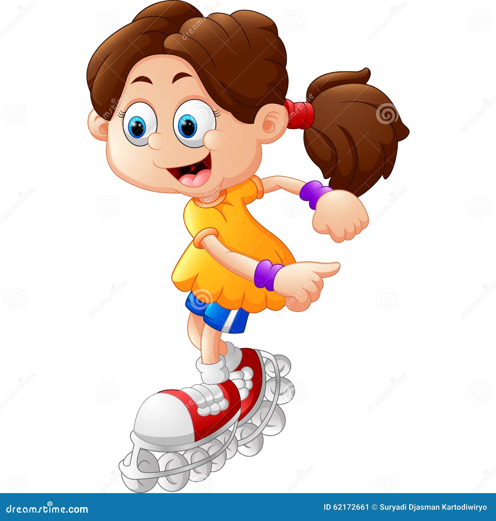 Girl Roller Skating Cartoon Stock Vector - Illustration of child ...