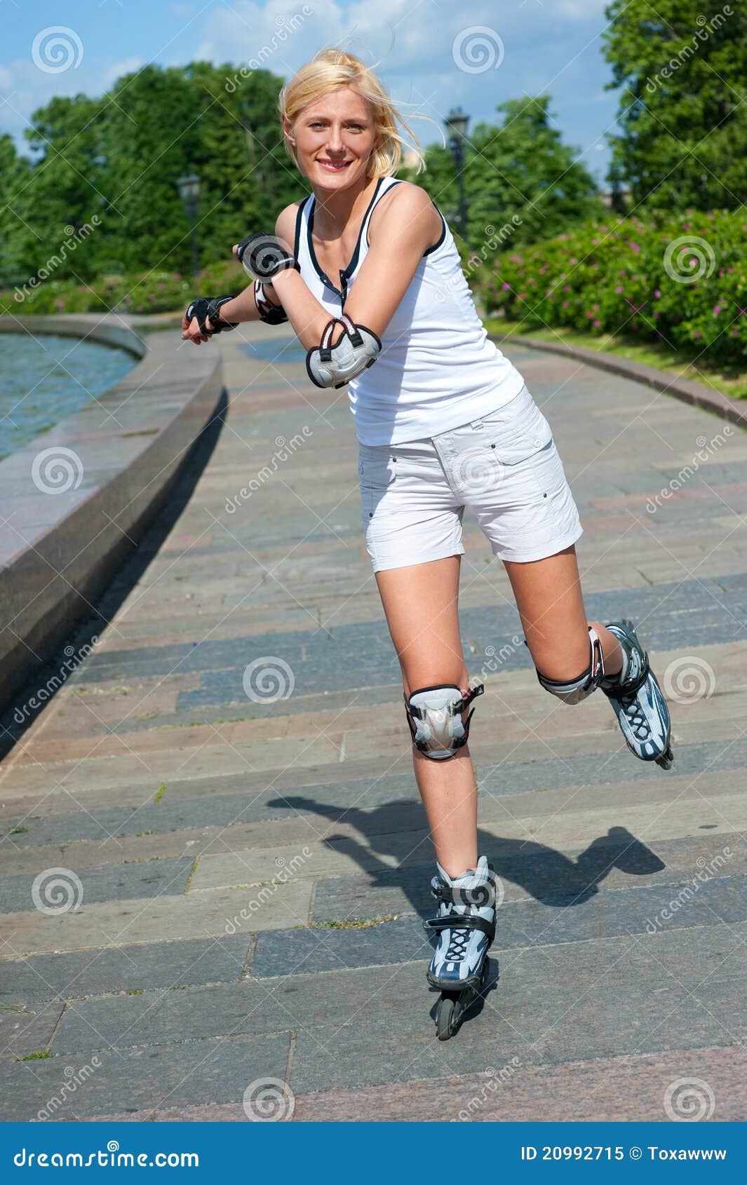 Girl Roller-skating in the Park Stock Image - Image of girl, health ...