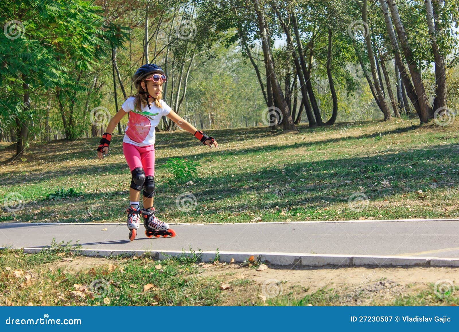 Girl on the rollerblades stock image. Image of park, pretty - 27230507