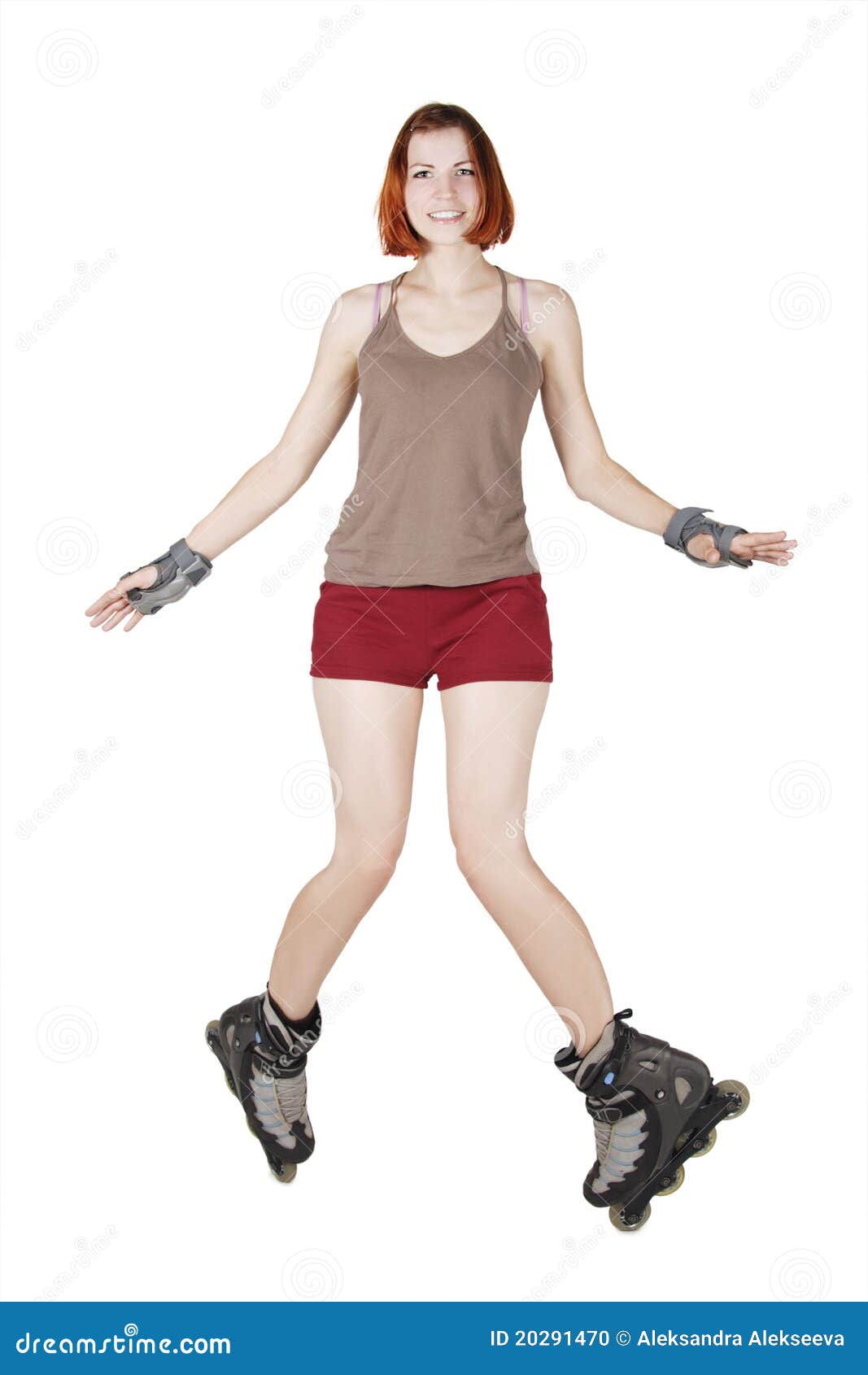 Girl on Rollerblades Making Trick Isolated Stock Photo - Image of ...