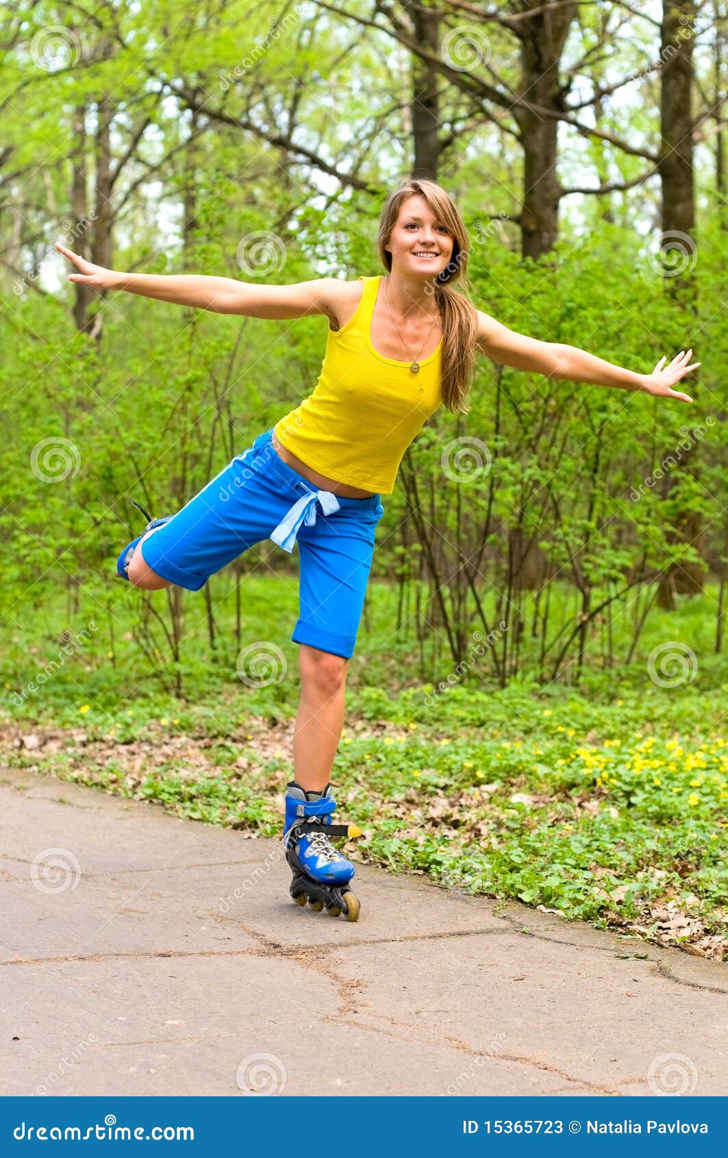 Girl on rollers stock image. Image of rollers, skates - 15365723