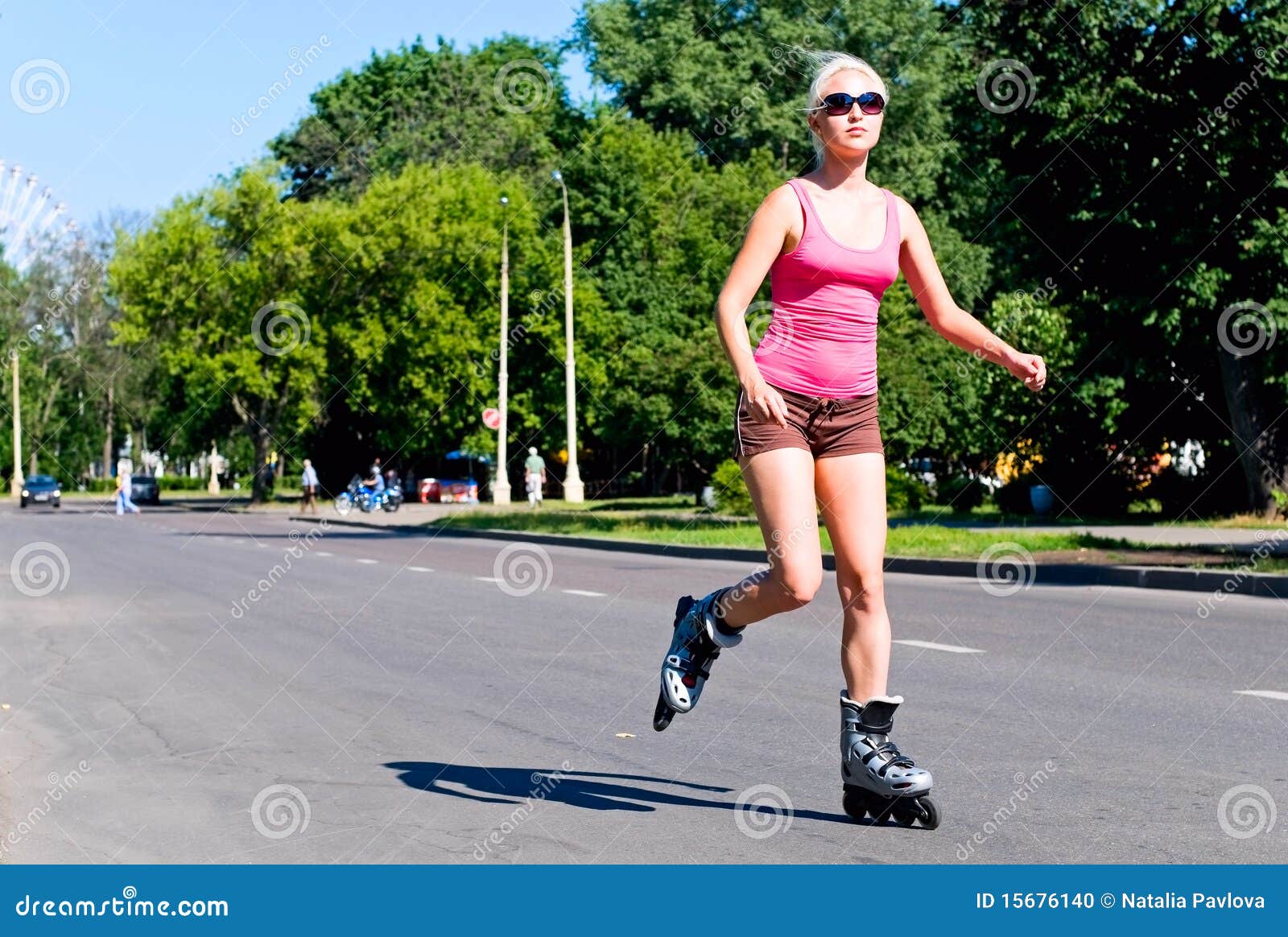 Girl on rollers stock photo. Image of practise, model - 15676140