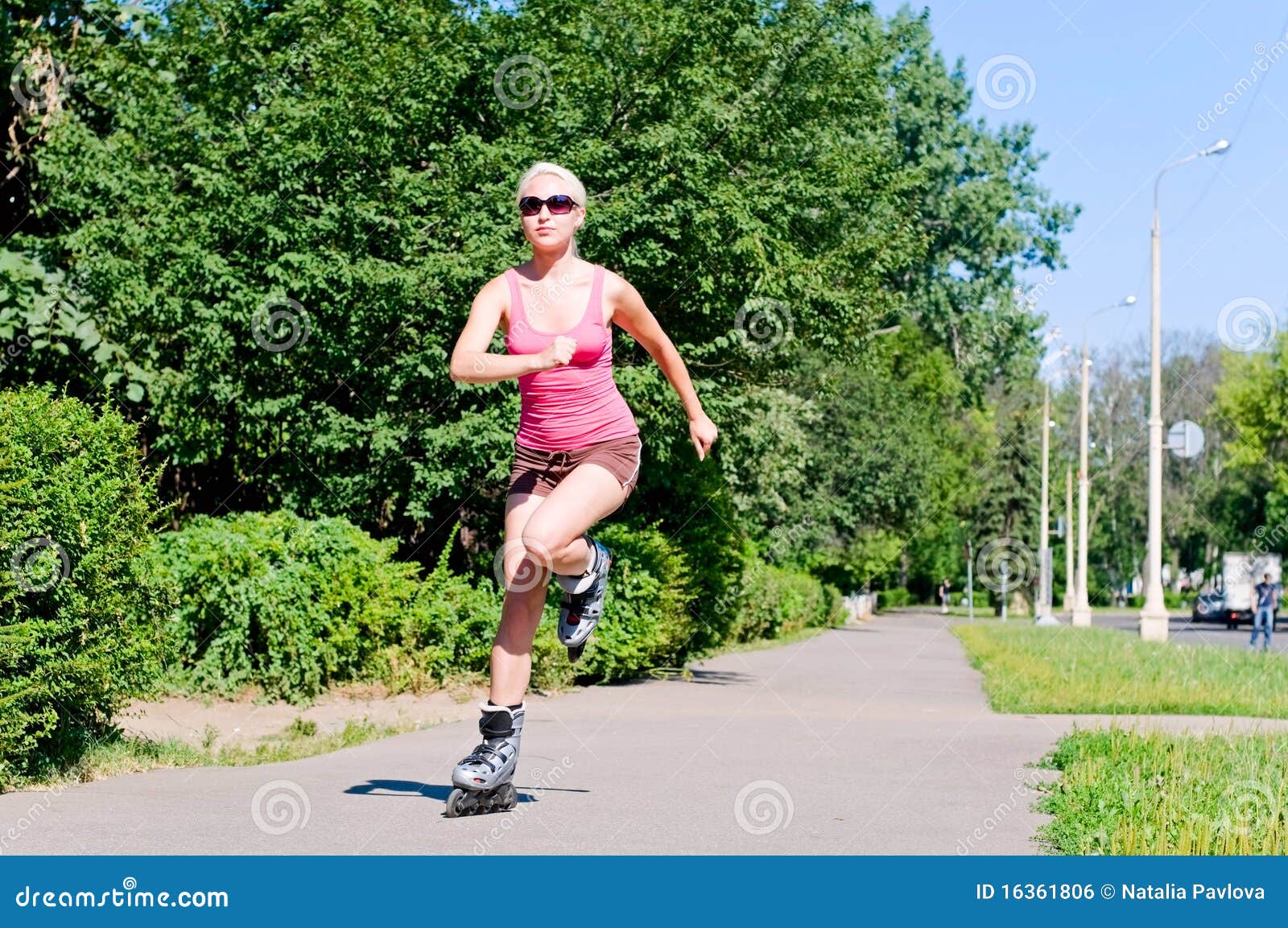Girl on rollers stock photo. Image of drill, woman, beautiful - 16361806