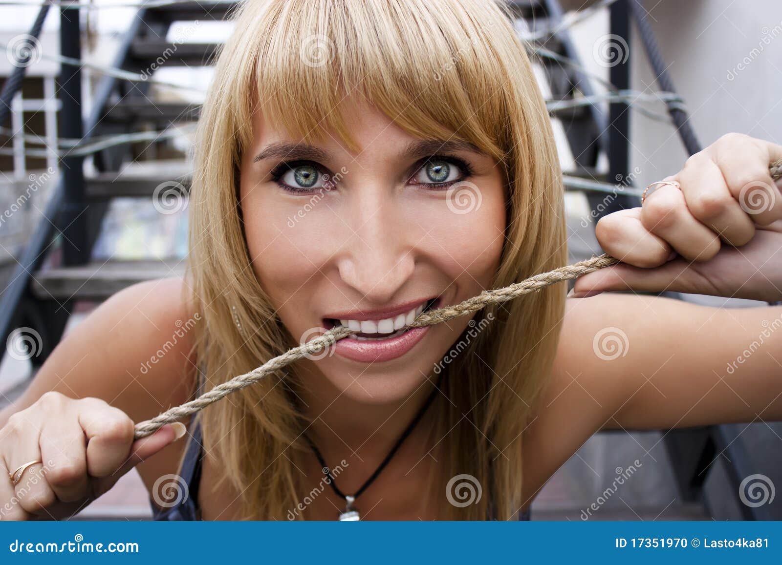 A girl with a rope stock photo. Image of constrained - 17351970