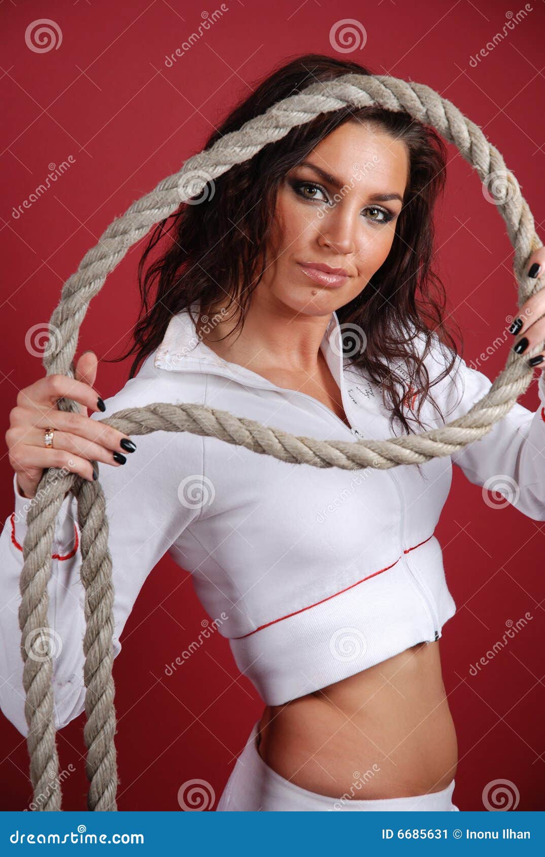 Girl with rope stock image. Image of women, white, girl - 6685631