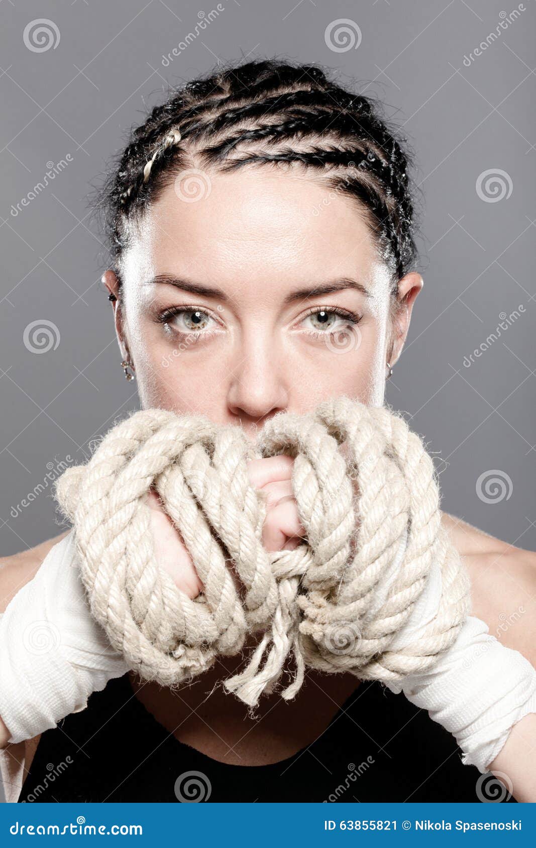 Girl with rope portrait stock image. Image of gymnastic - 63855821