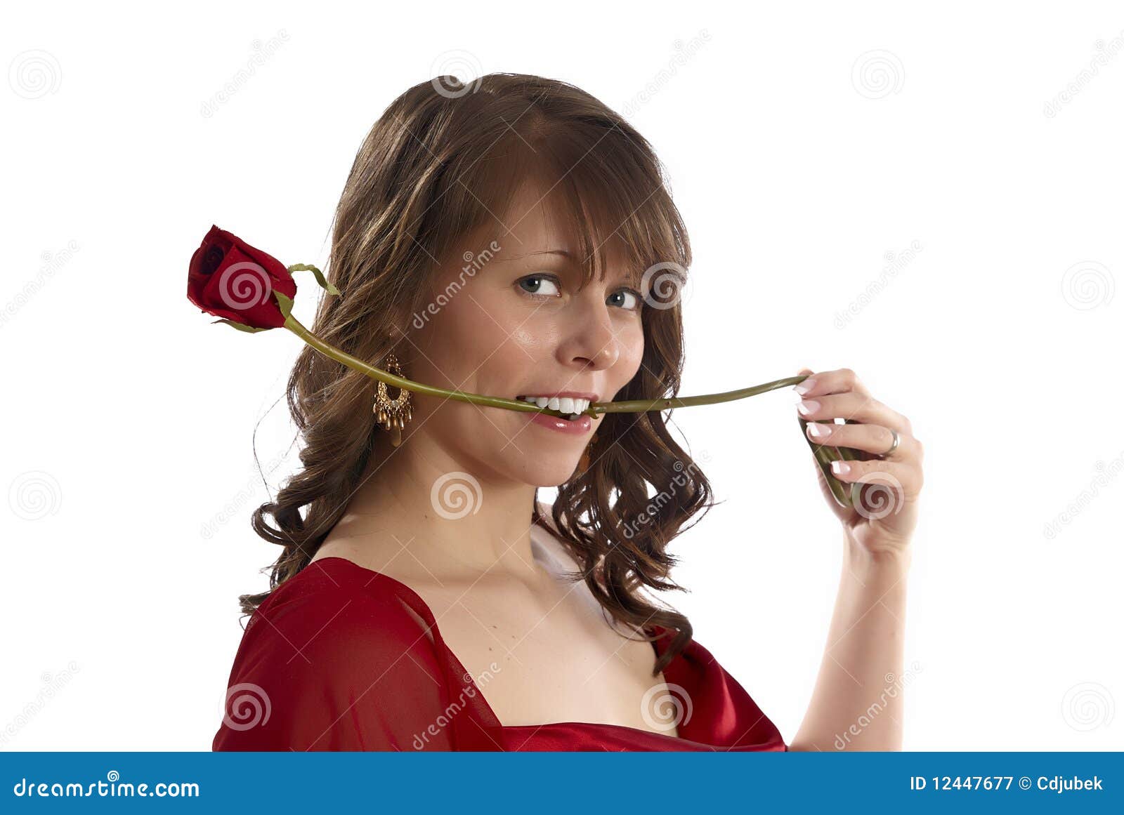 Girl with Rose stock image. Image of smile, flower, model - 12447677