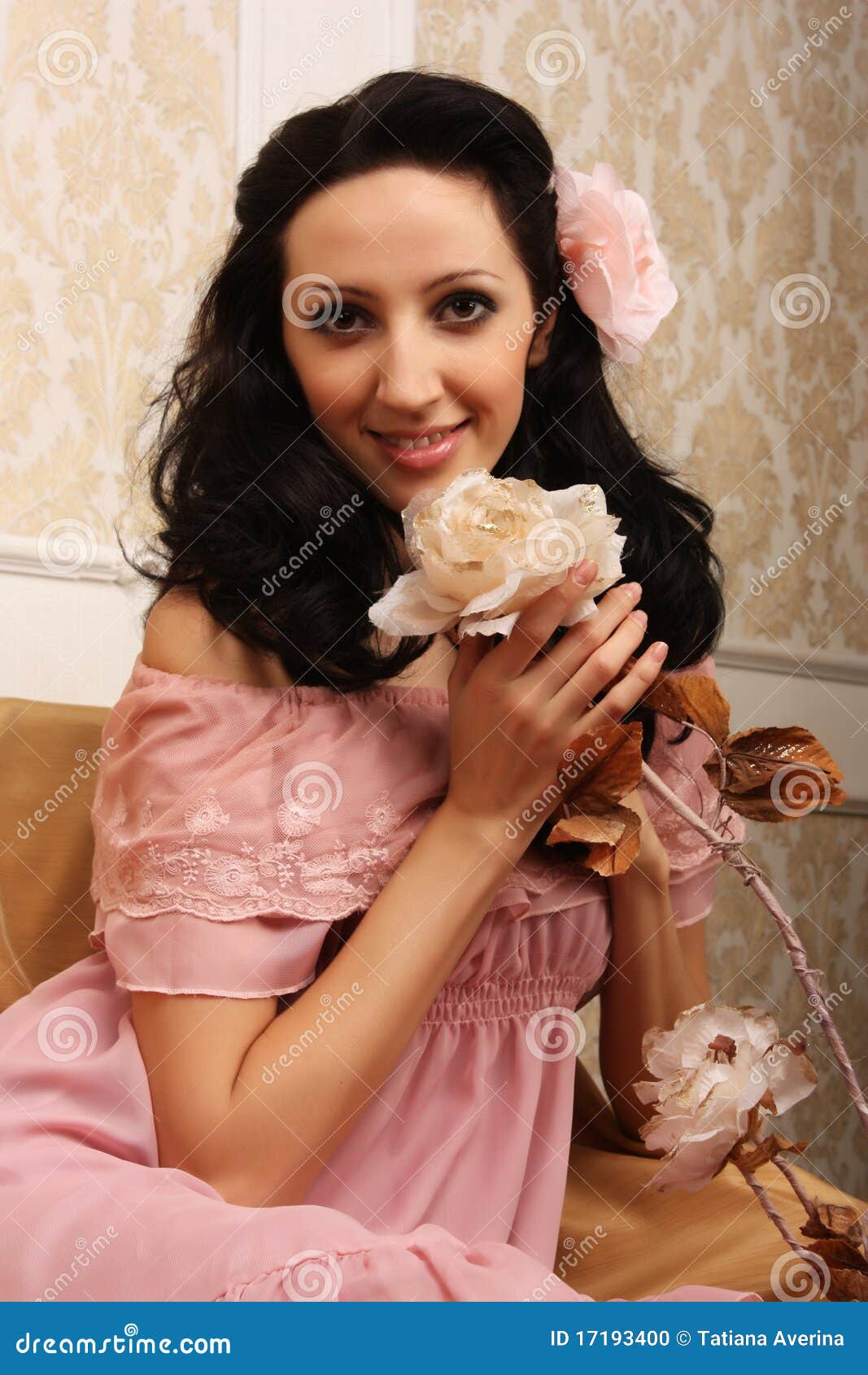Girl with rose stock photo. Image of fashion, tender - 17193400