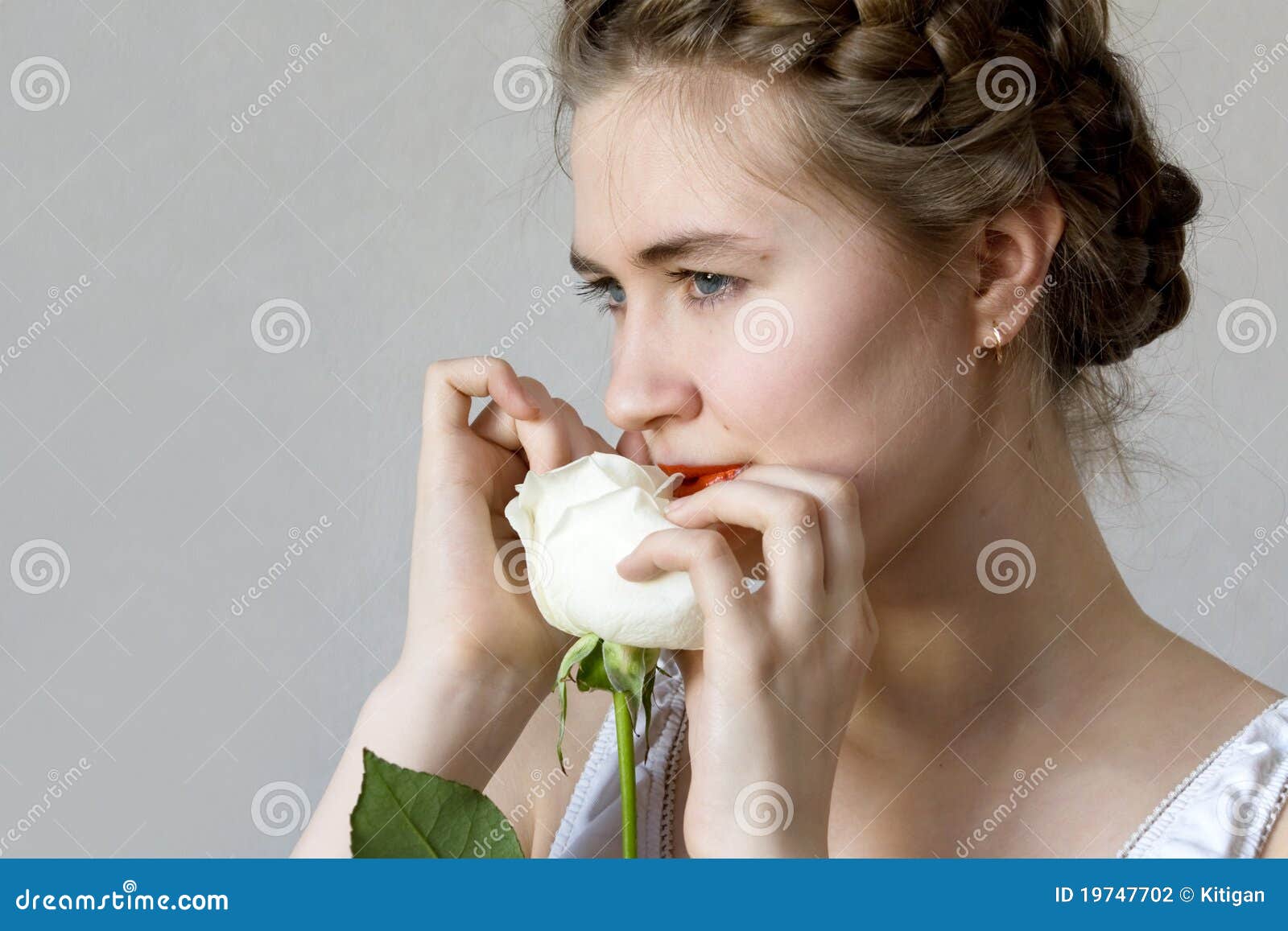Girl and Rose stock photo. Image of love, flower, finger - 19747702