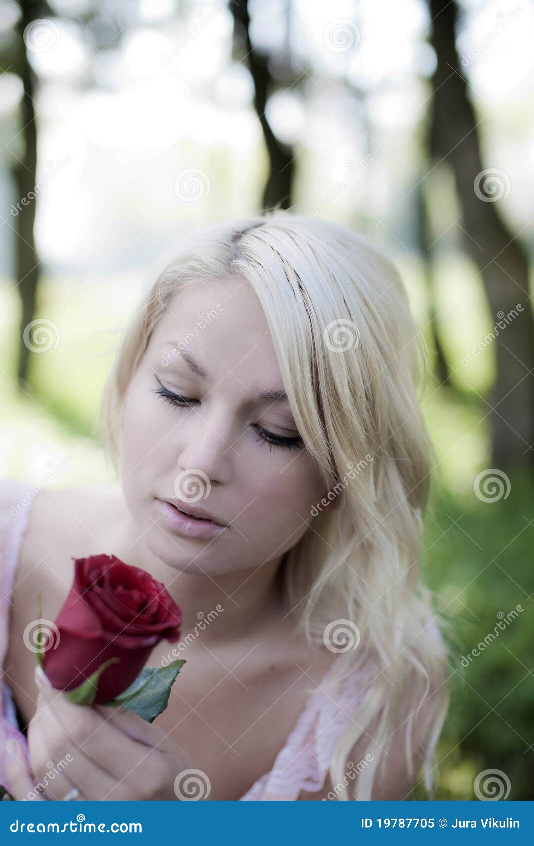 The girl and a rose stock image. Image of petal, romantic - 19787705
